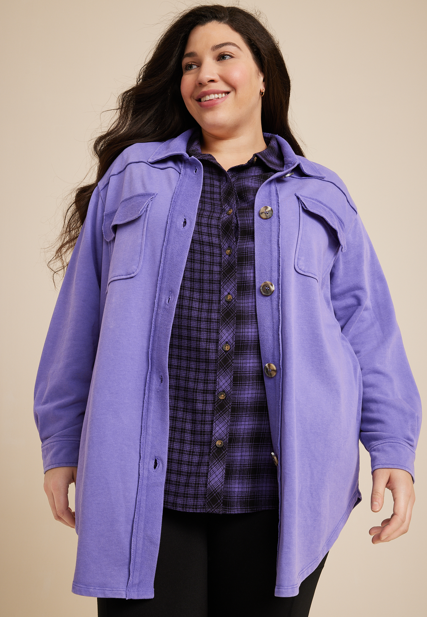 HFS Plus Size Collegiate Shacket | maurices