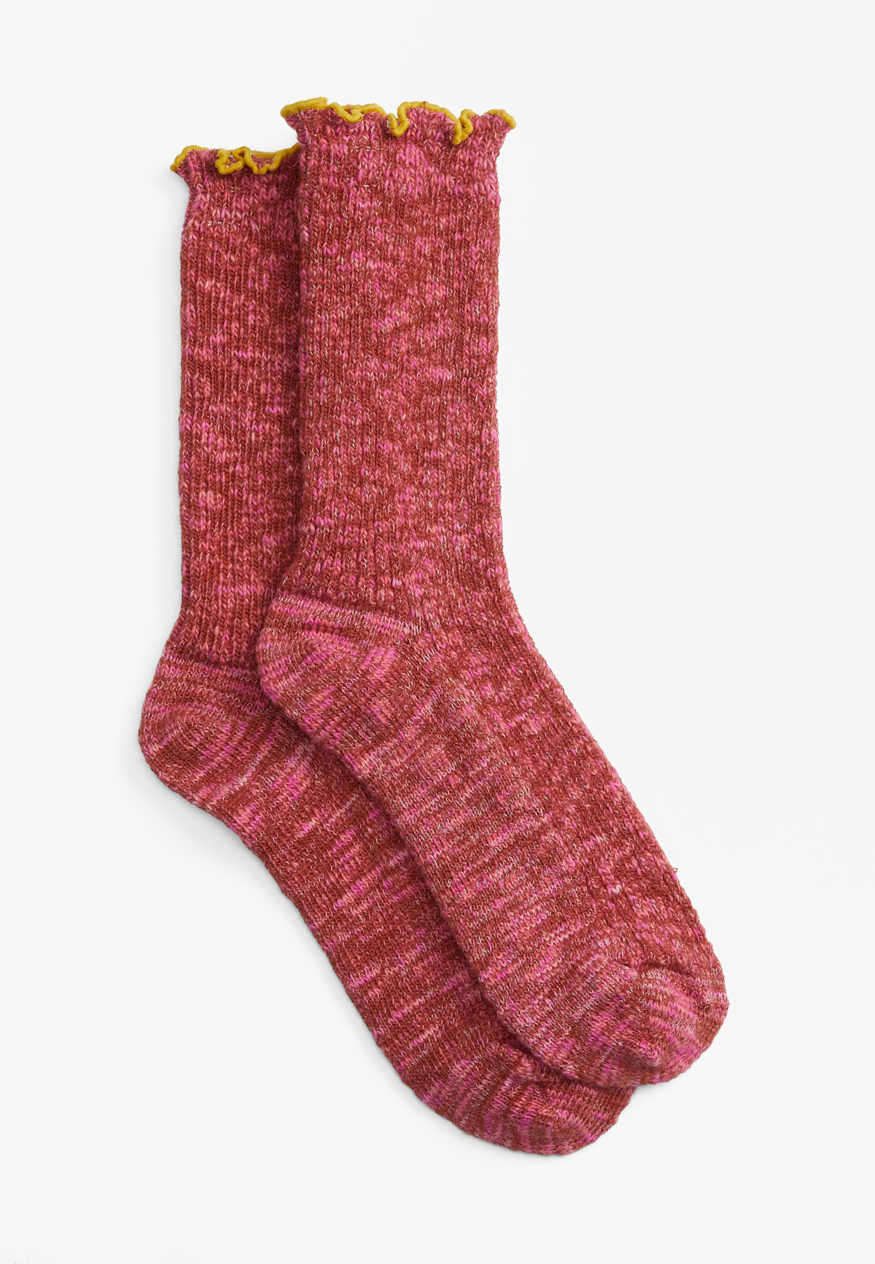 Red Marled Ruffle Trim Crew Socks | maurices