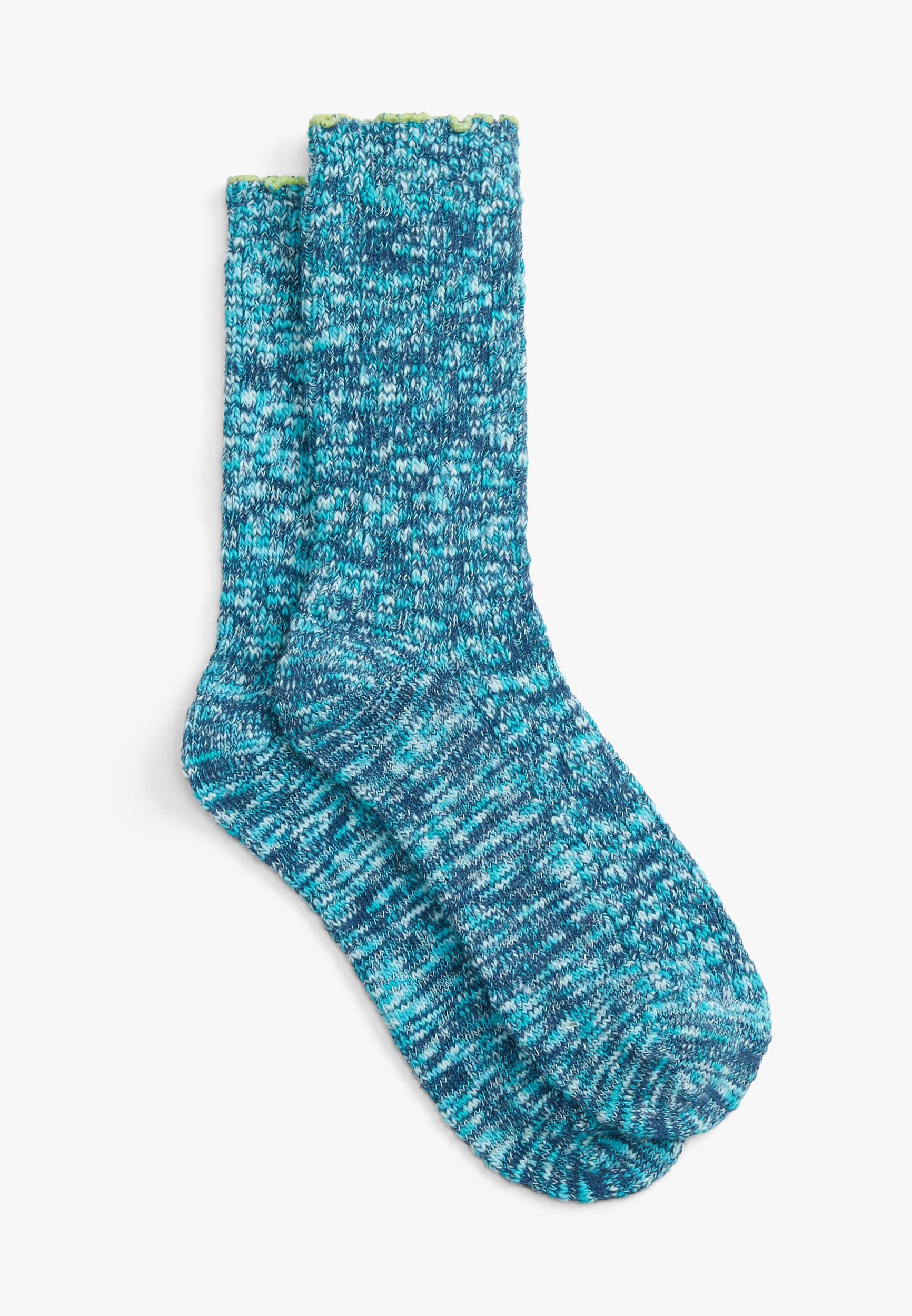 Blue Marled Ruffle Trim Crew Socks | maurices