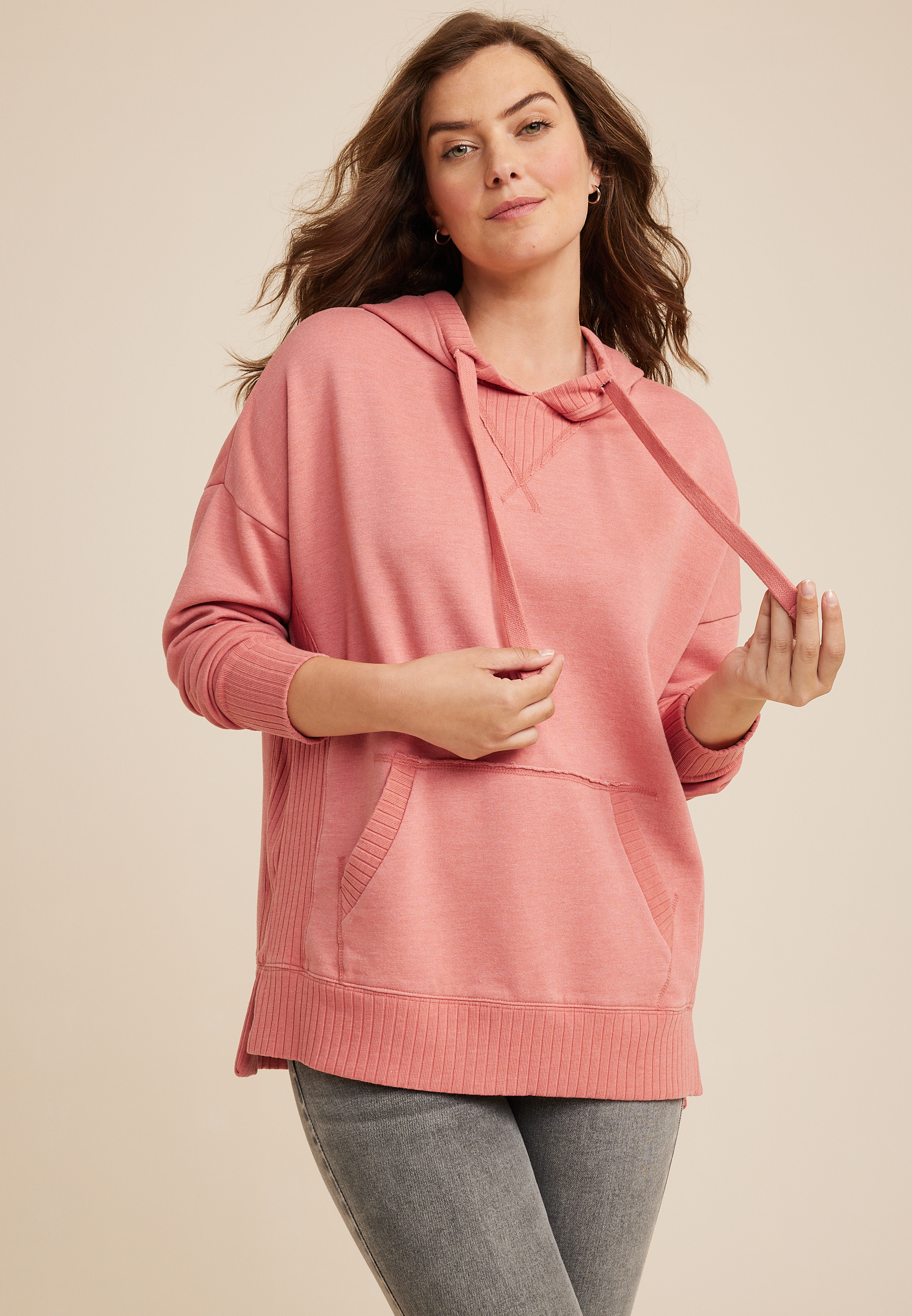 Ribbed Solid Hoodie | maurices