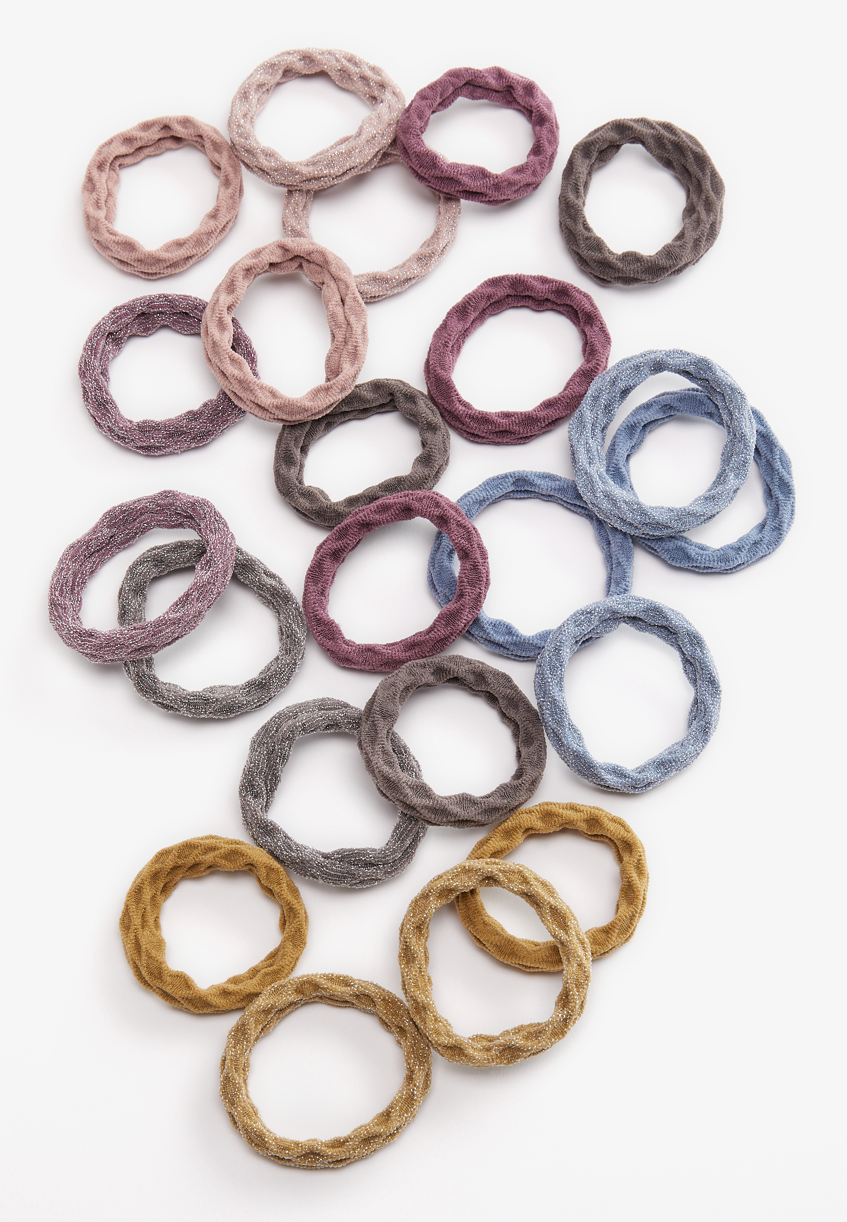 22 Pack Seamless Shimmer Hair Tie Set | maurices