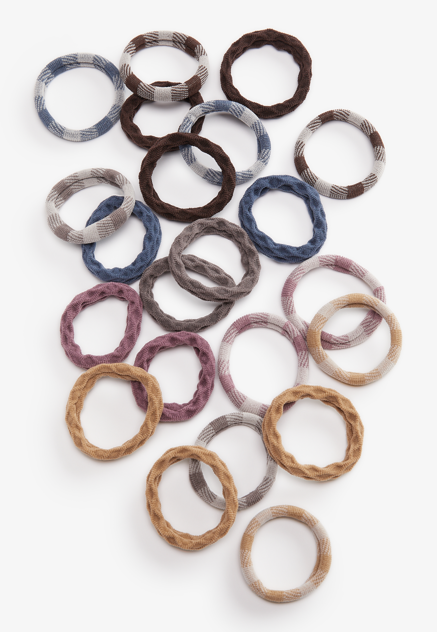 22 Pack Seamless Plaid Hair Tie Set | maurices