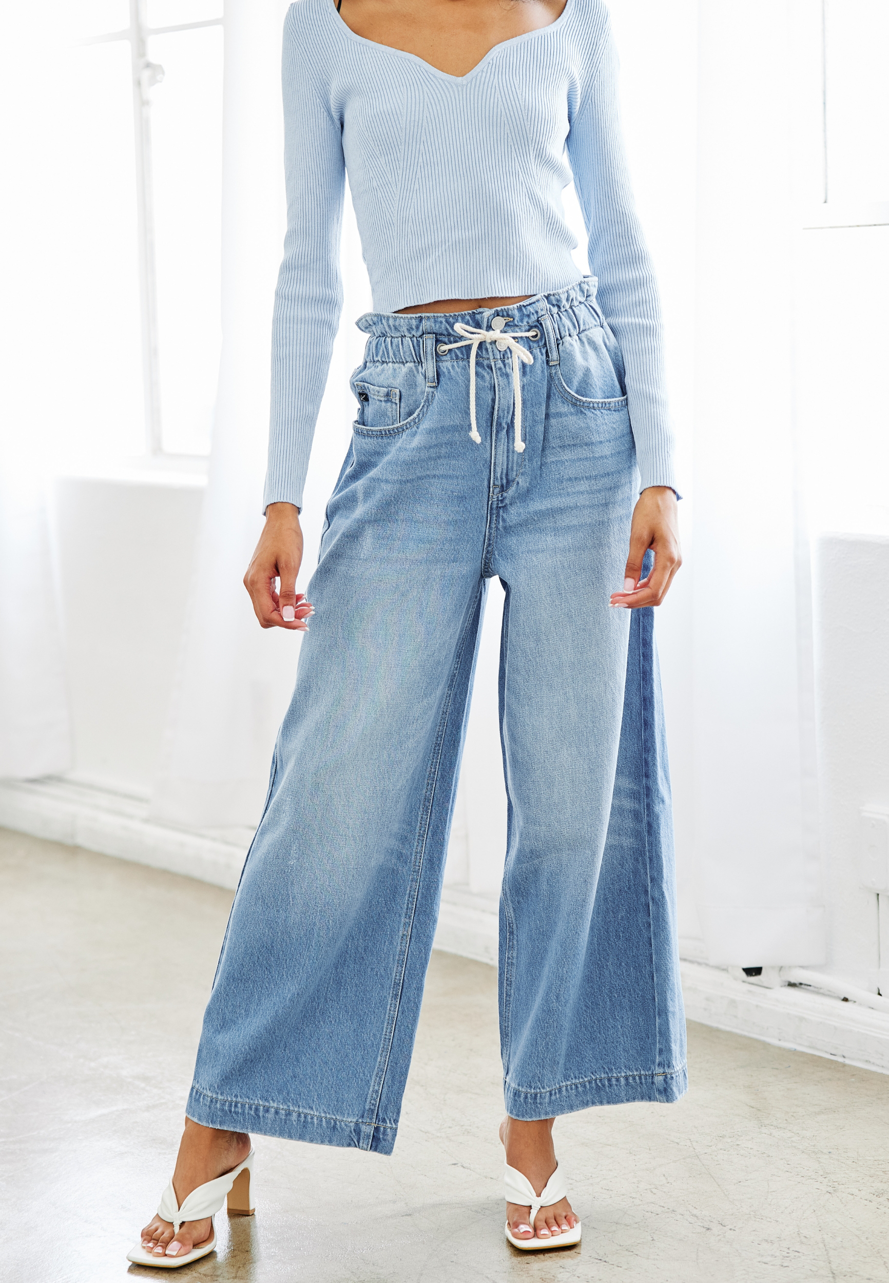KanCan™ SuperHigh Rise Drawstring Wide Leg Jean | maurices