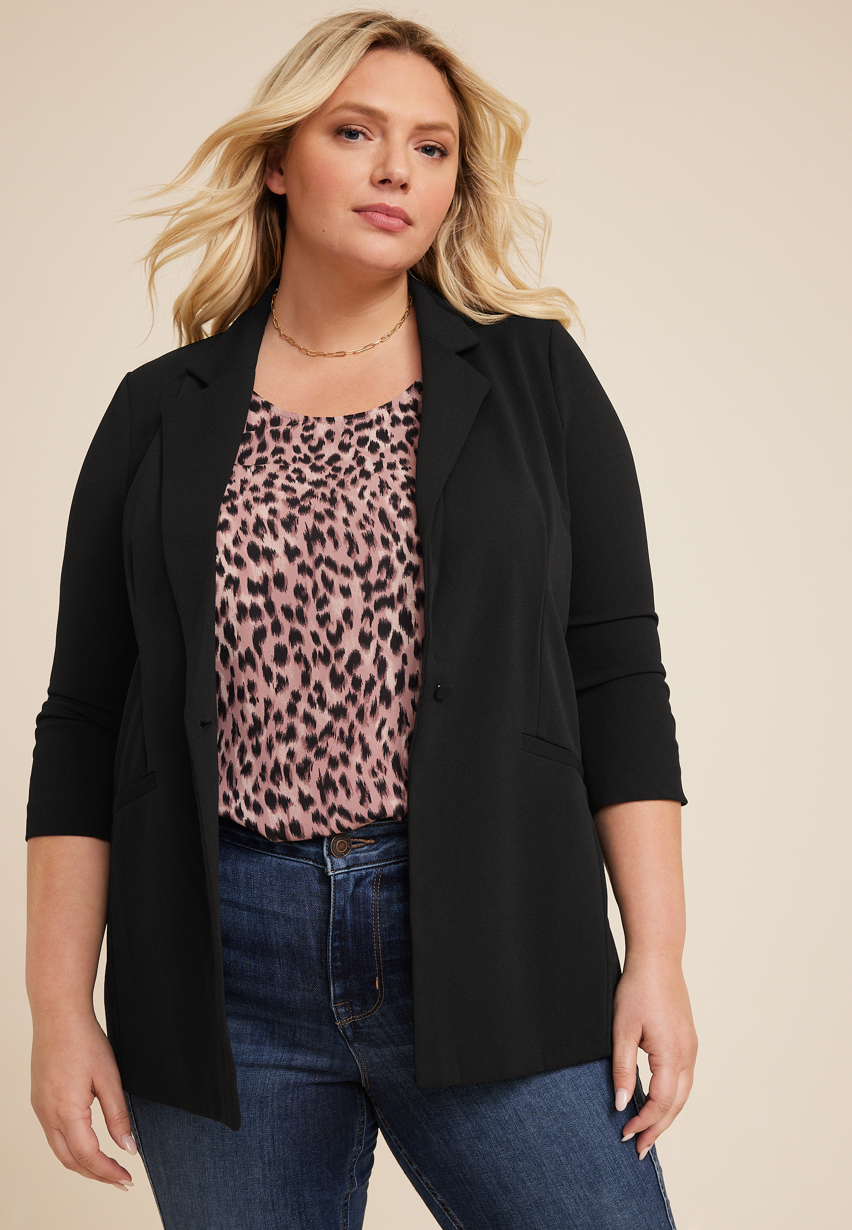 Plus Size Ever Go One Button Blazer | maurices