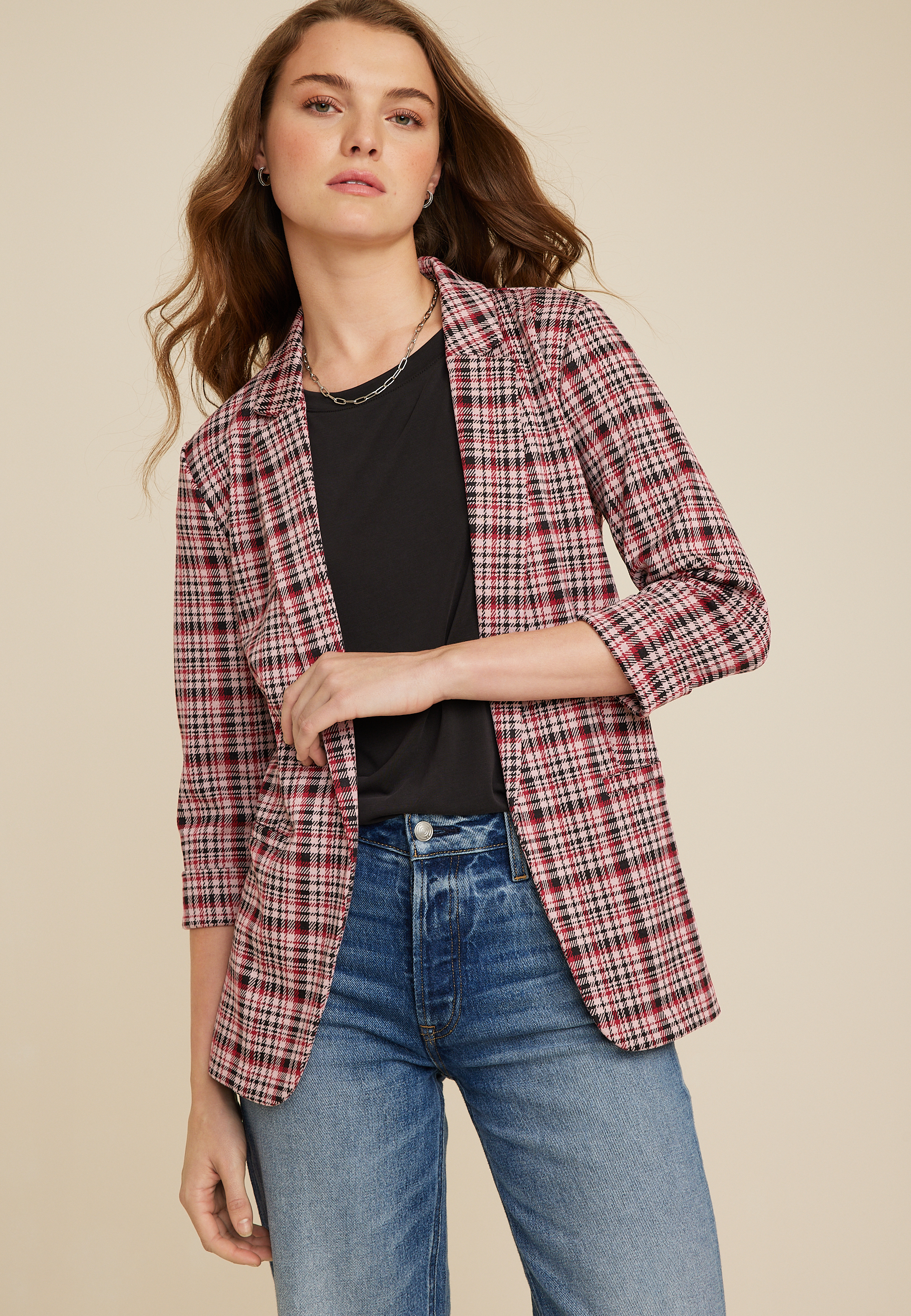 Versa Plaid Blazer Maurices