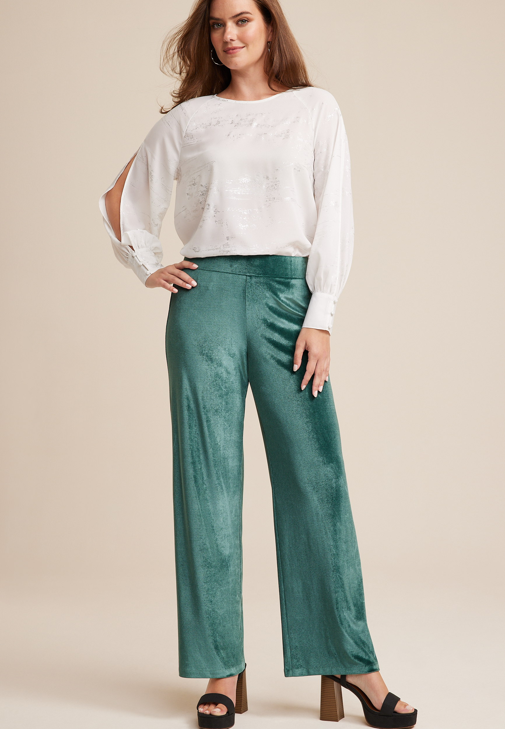 Velvet High Rise Wide Leg Pant | maurices
