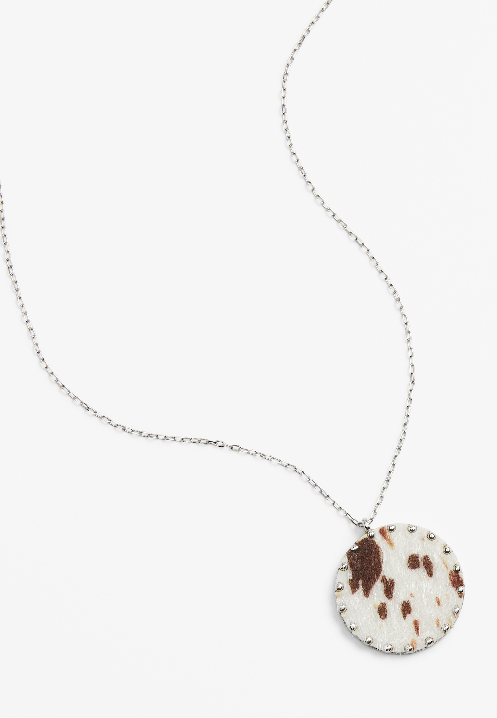 Silver Cowhide Pendant Necklace | maurices