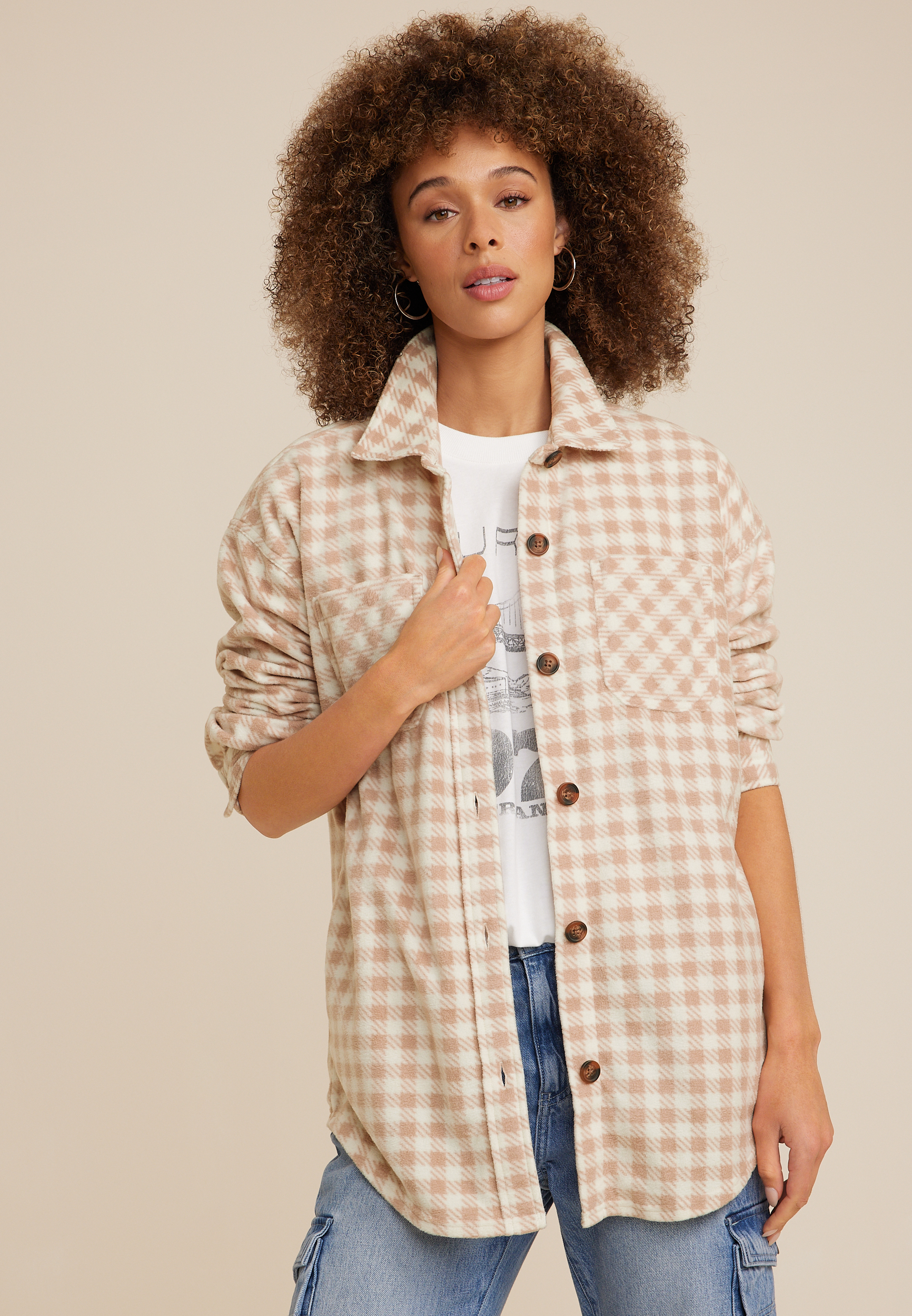 Wilder Checkered Fleece Shacket | maurices