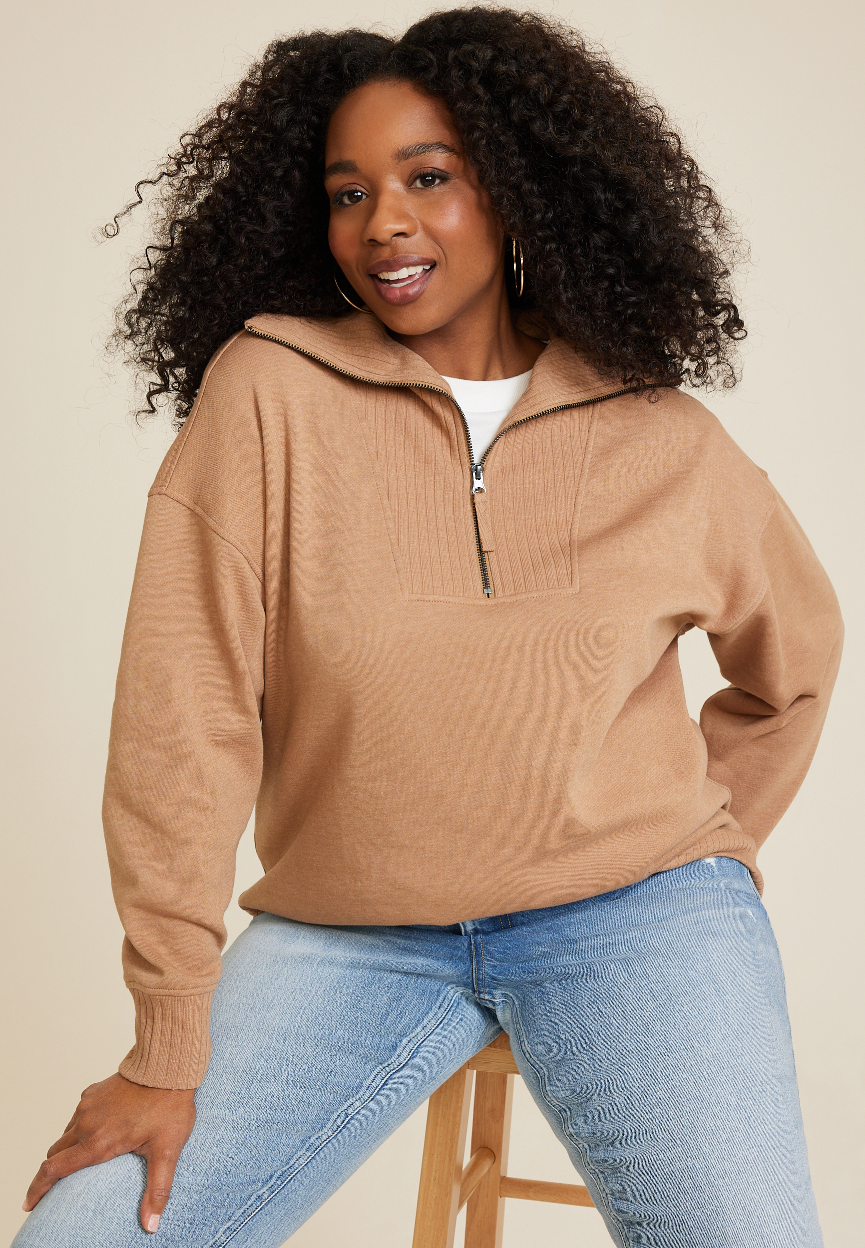 Plus Size Willowsoft Collared Sweatshirt | maurices