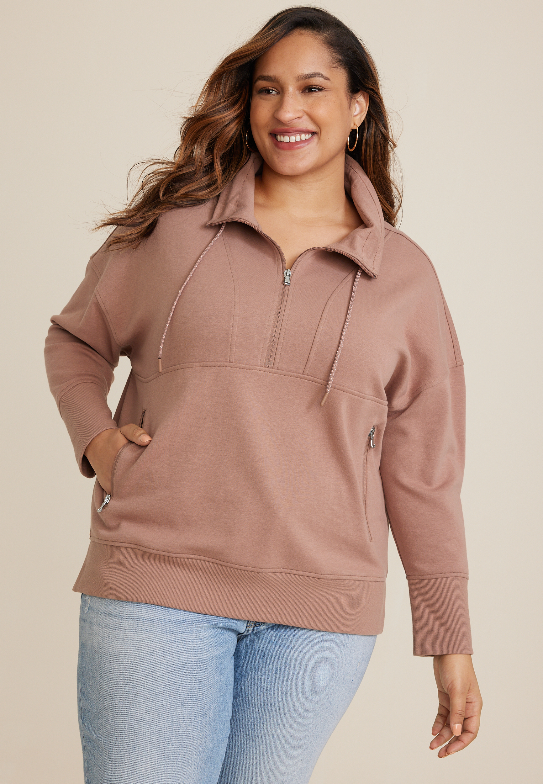 Plus Size Quarter Zip Sweatshirt | maurices