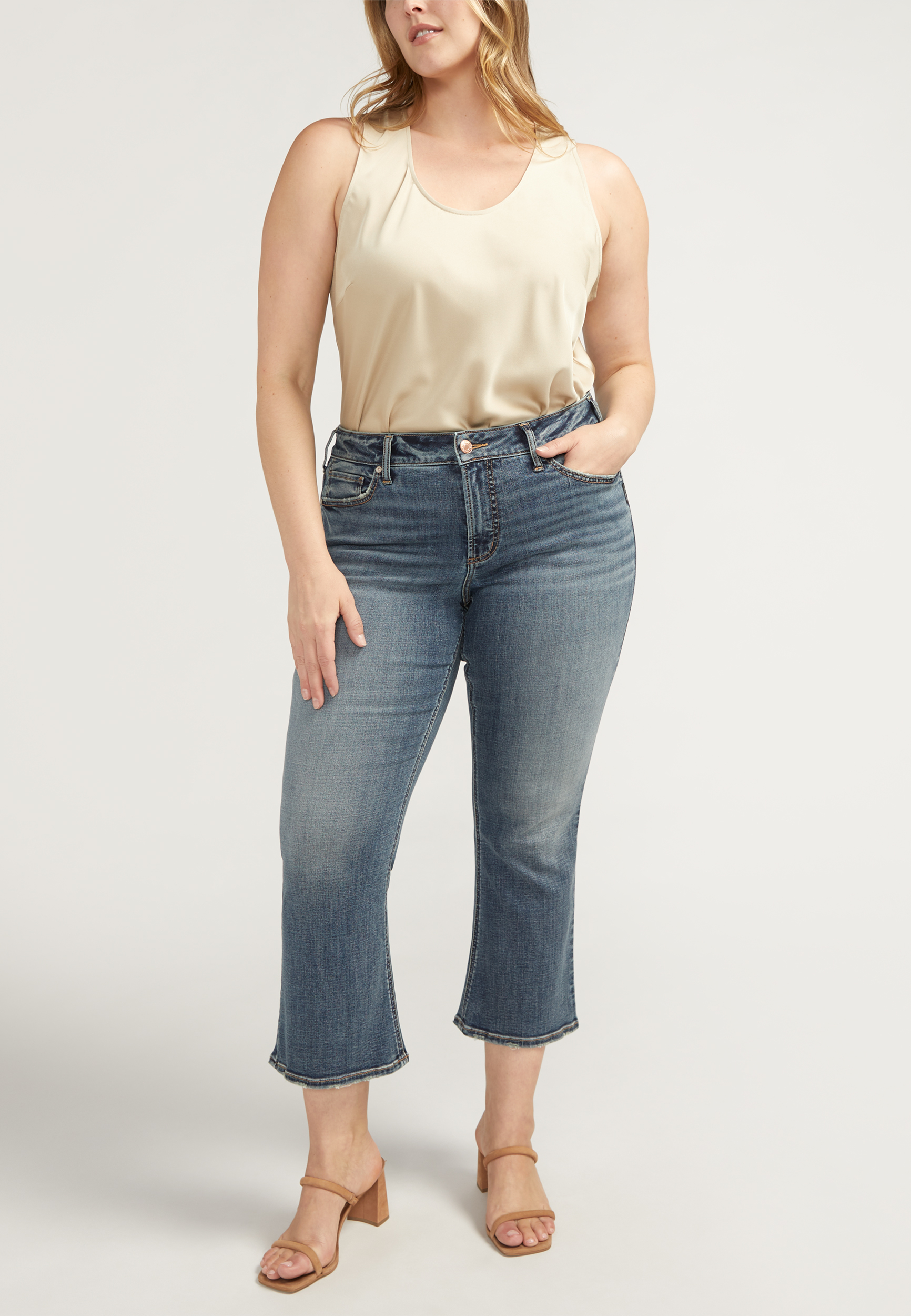Plus Size Silver Jeans Co.® Suki Curvy Mid Rise Kick Flare Cropped Jean ...