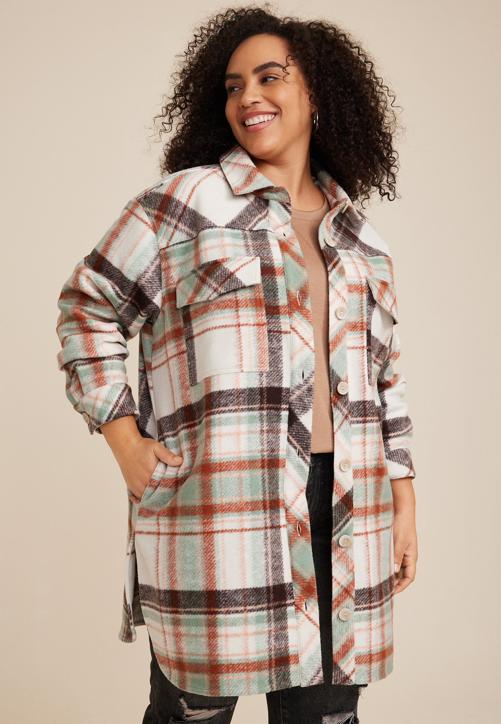 Plus Size Plaid Mixer Shacket | maurices