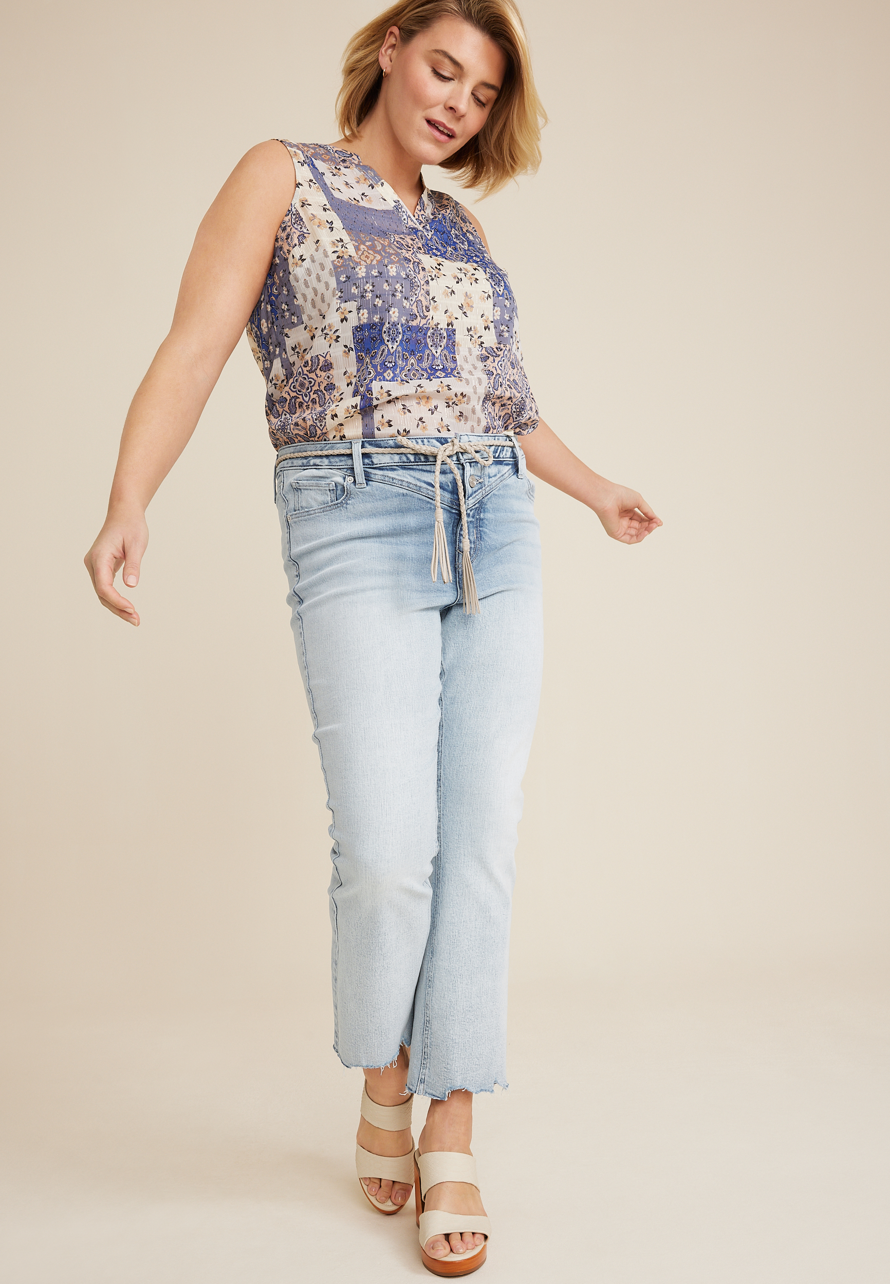 Plus Size m jeans by maurices™ Mid Fit Mid Rise Belted Kick Boot Ankle ...