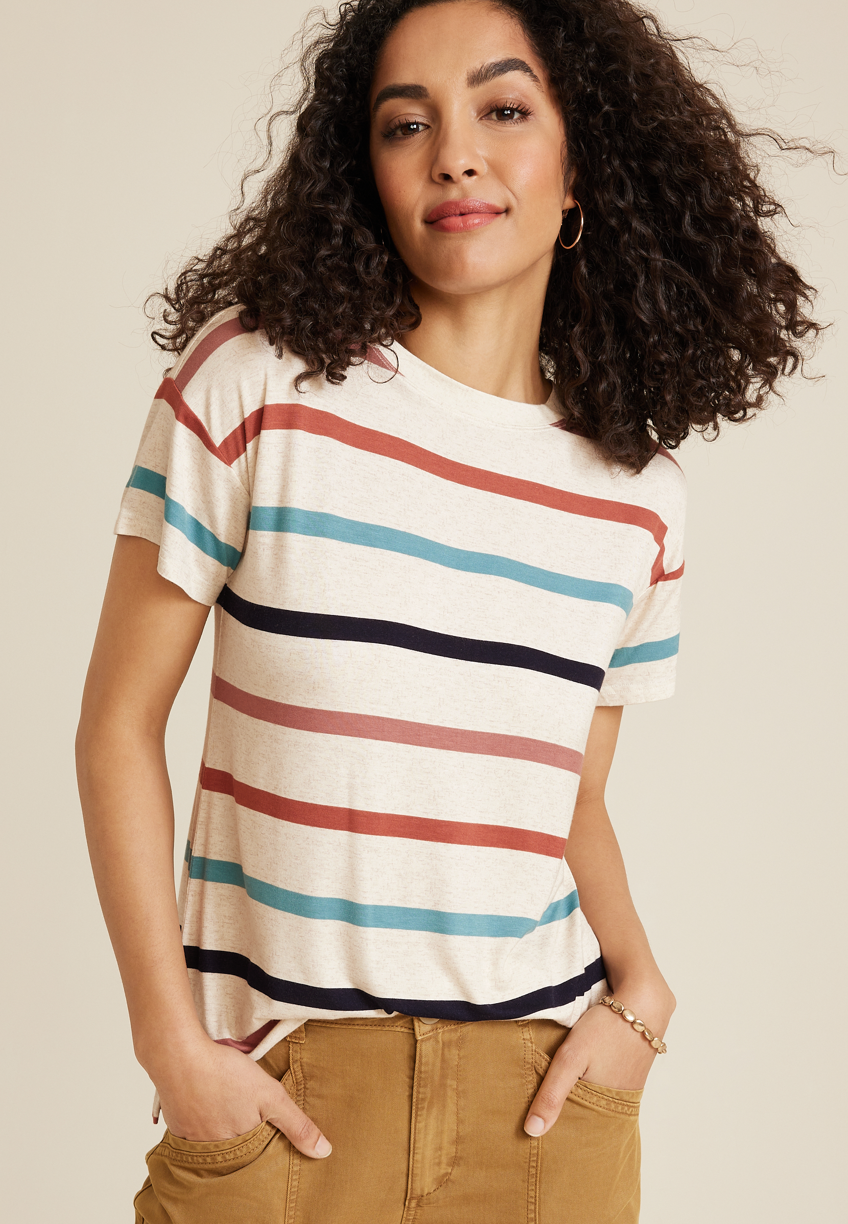 24/7 Dawson Striped Crew Neck Tee | maurices