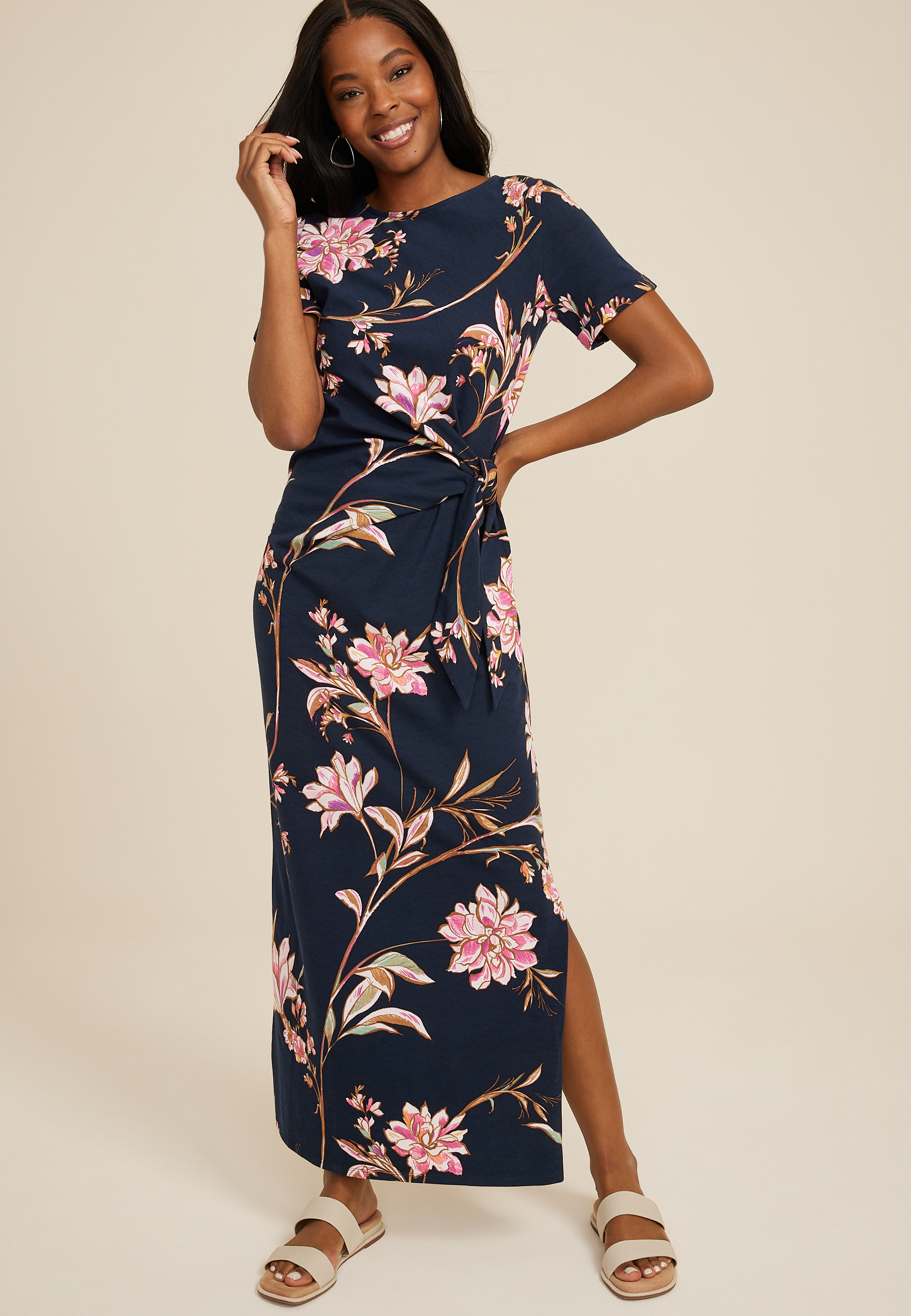24/7 Waist Tie Midi Dress | maurices