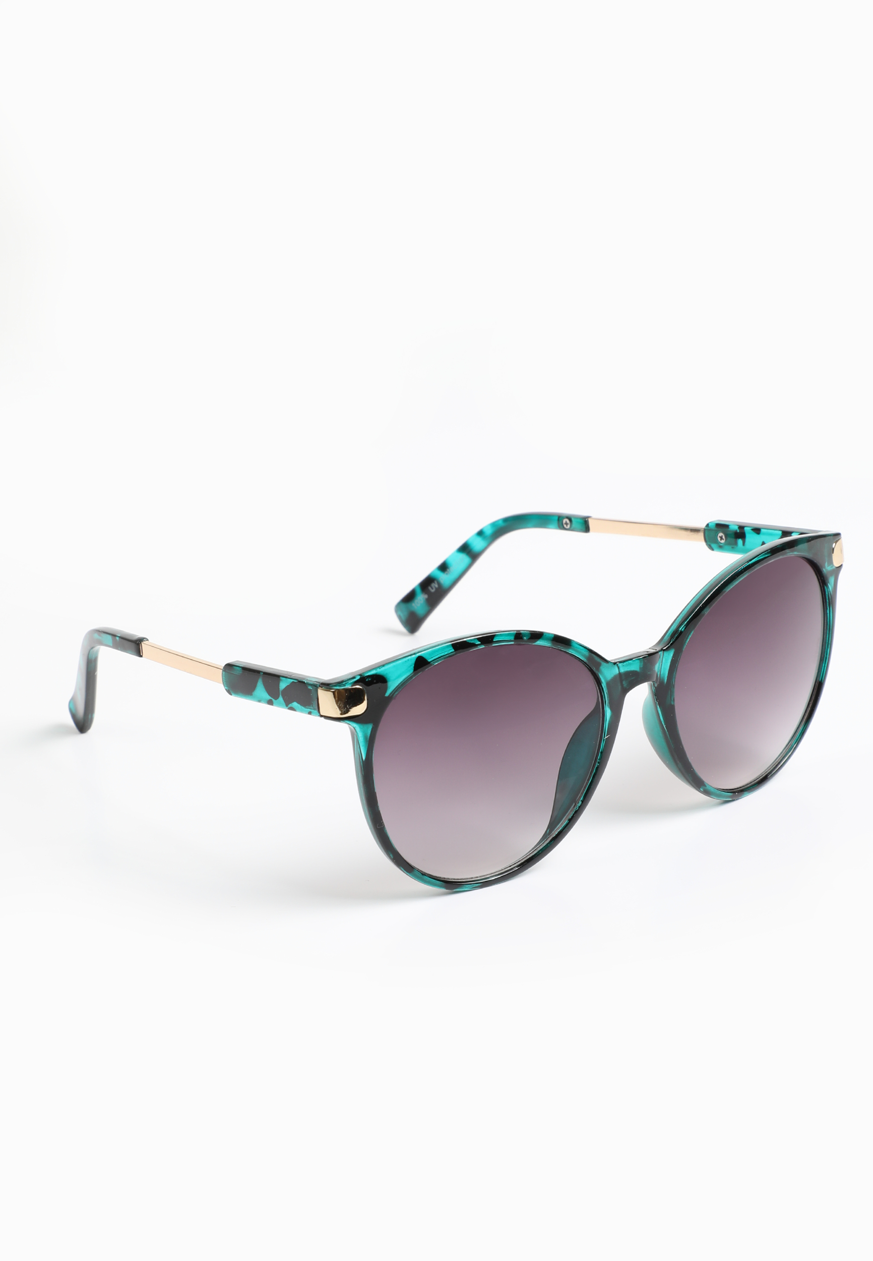 Teal Tortoise Oversized Round Sunglasses | maurices
