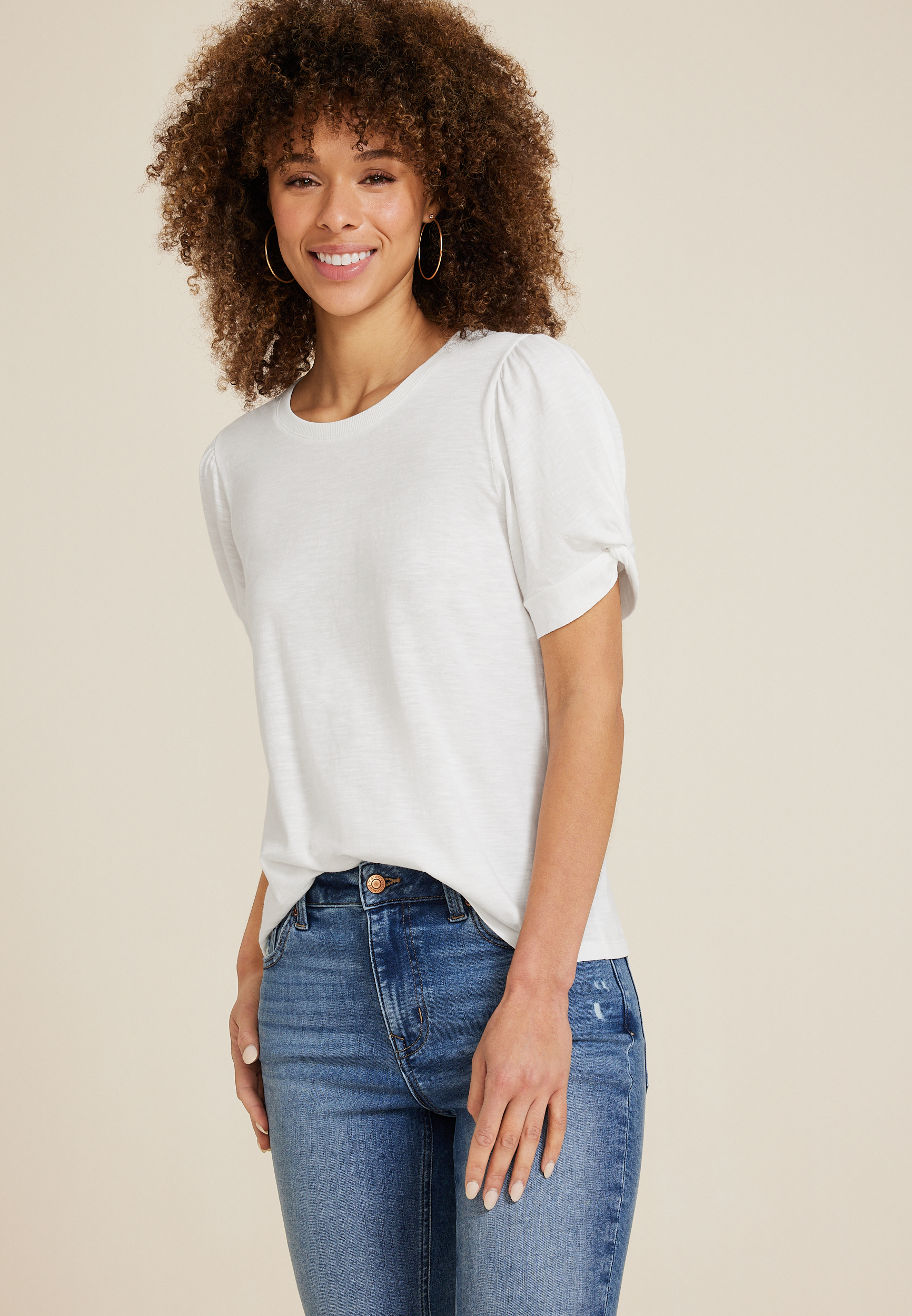 Twist Puff Sleeve Tee | maurices