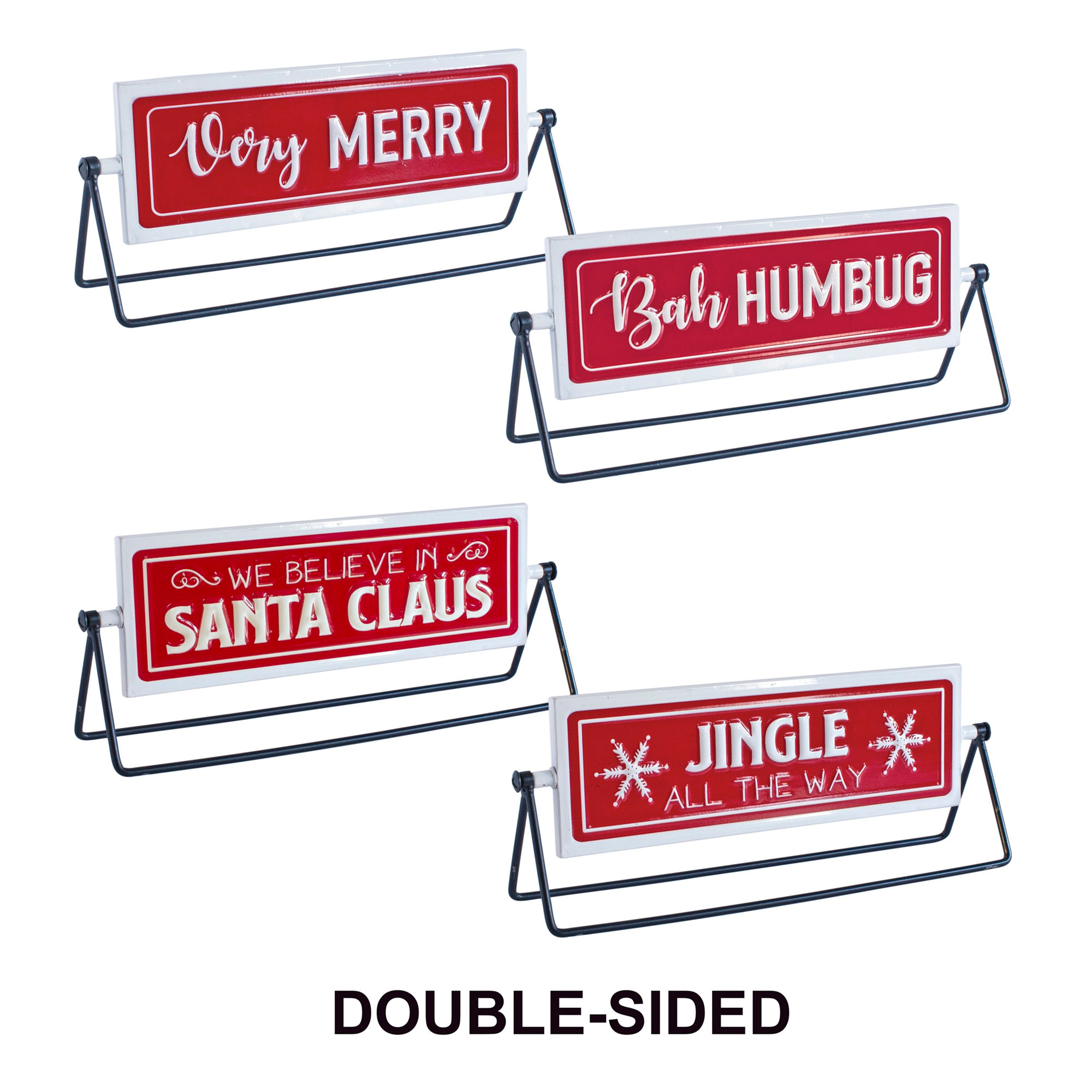 Melrose International Reversible Christmas Sentiment Metal Table Sign ...