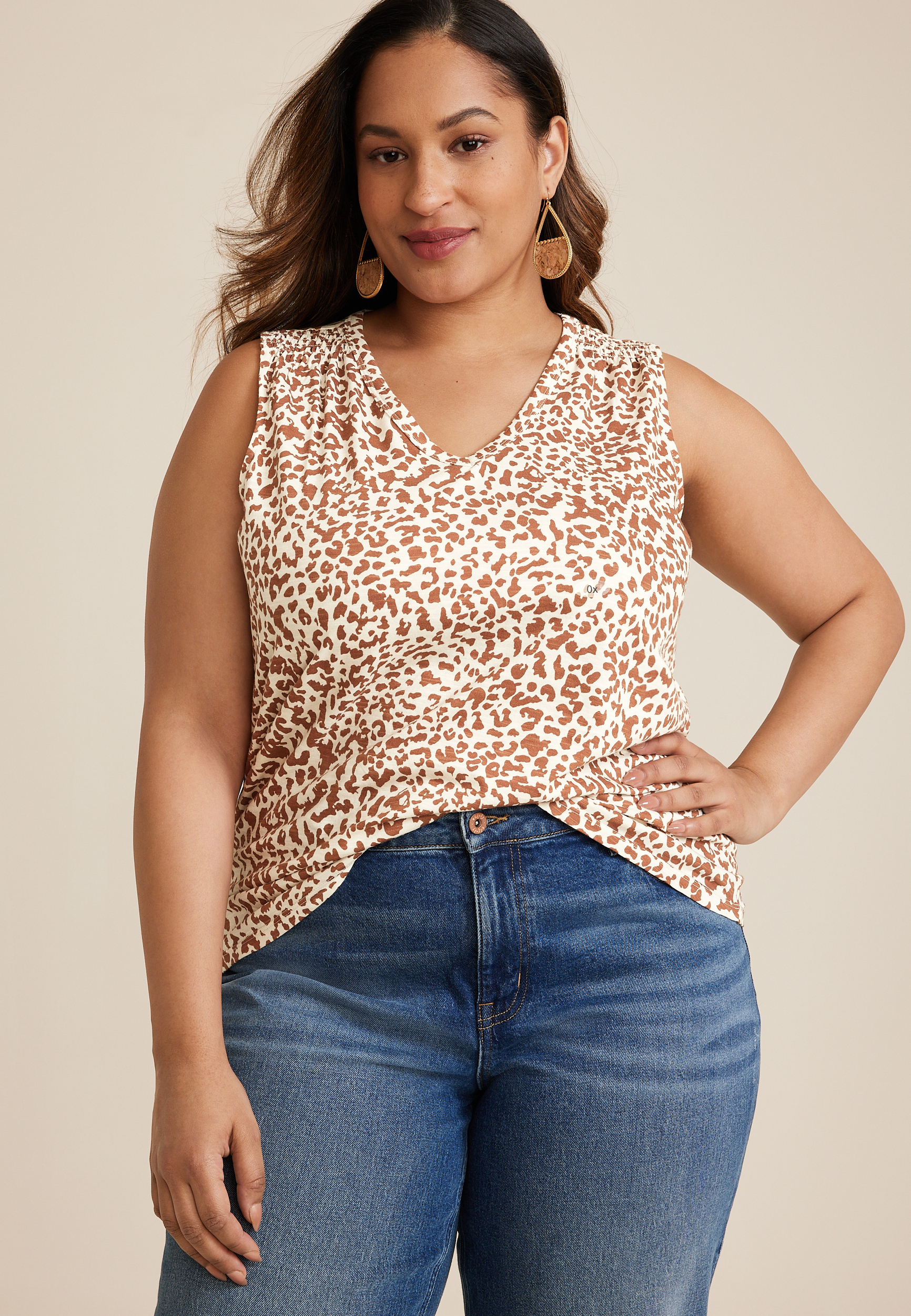 Plus Size 24/7 Morgan Animal V Neck Tank Top | maurices