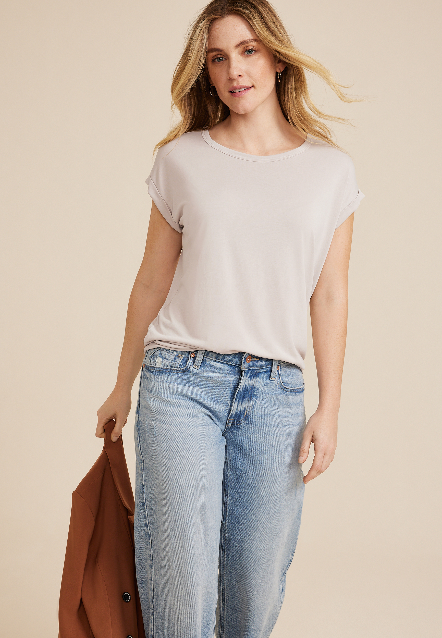 24/7 Clara Sandwash Short Sleeve Tee | maurices