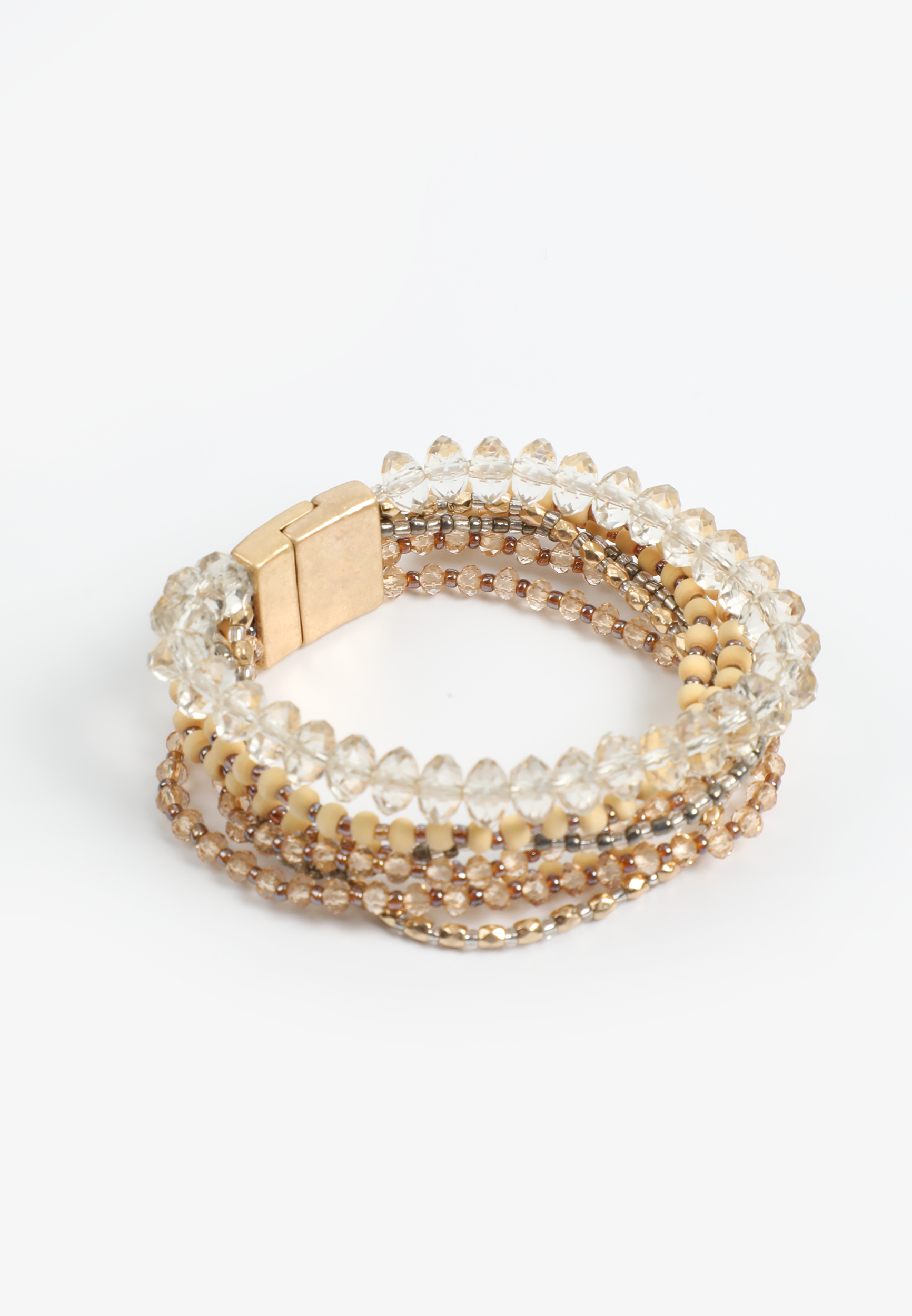 Neutral Beaded Multi Row Magnetic Bracelet Maurices