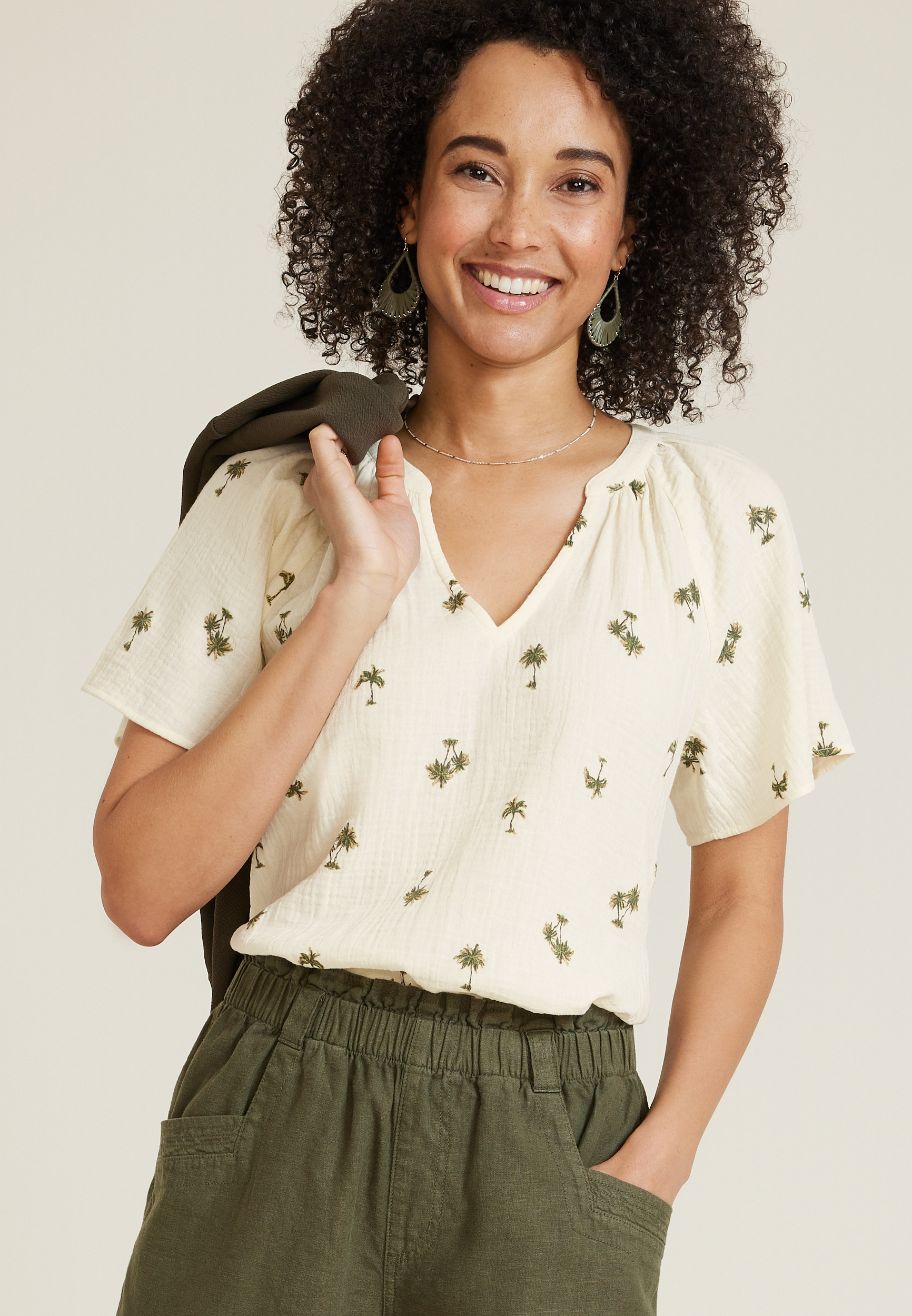 Maurices Double Cloth Flutter Sleeve Blouse | Hamilton Place