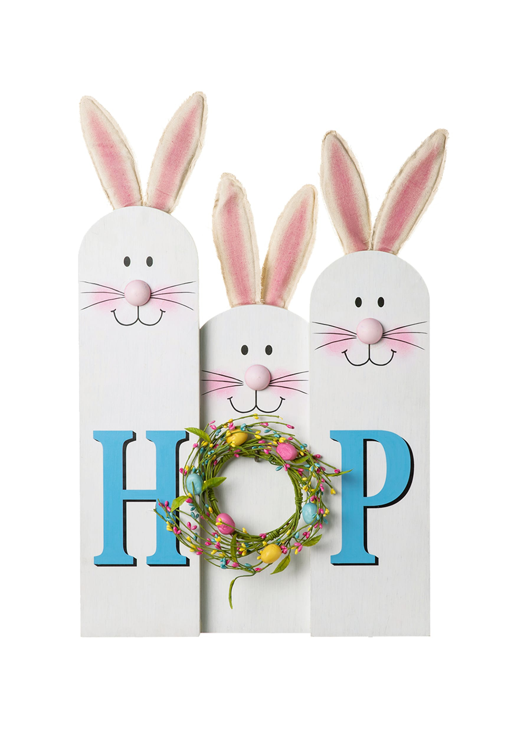Glitzhome Wooden Easter Bunny Family HOP Sign | maurices