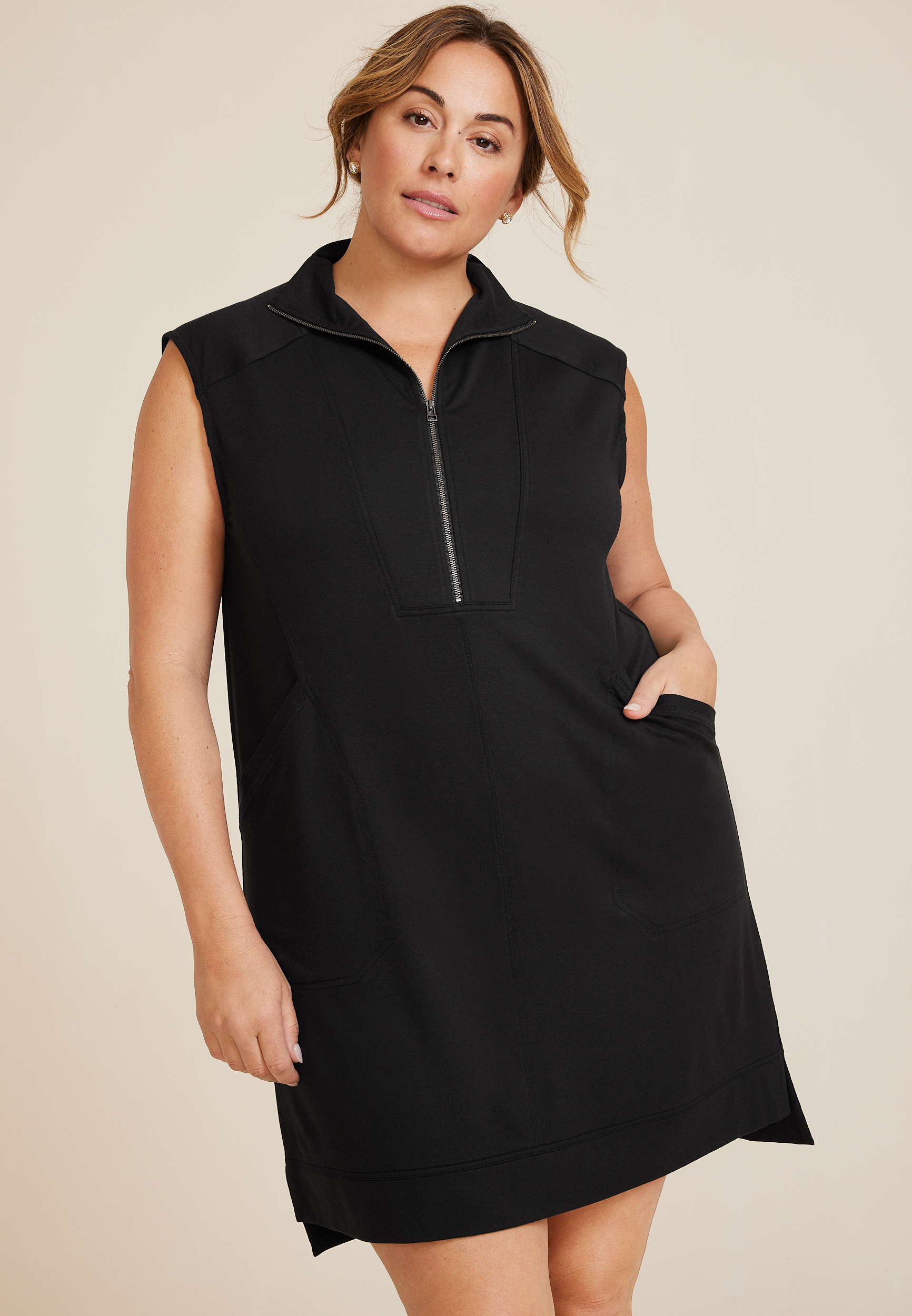 Plus Size 24/7 Zip Front Sleeveless Dress | maurices
