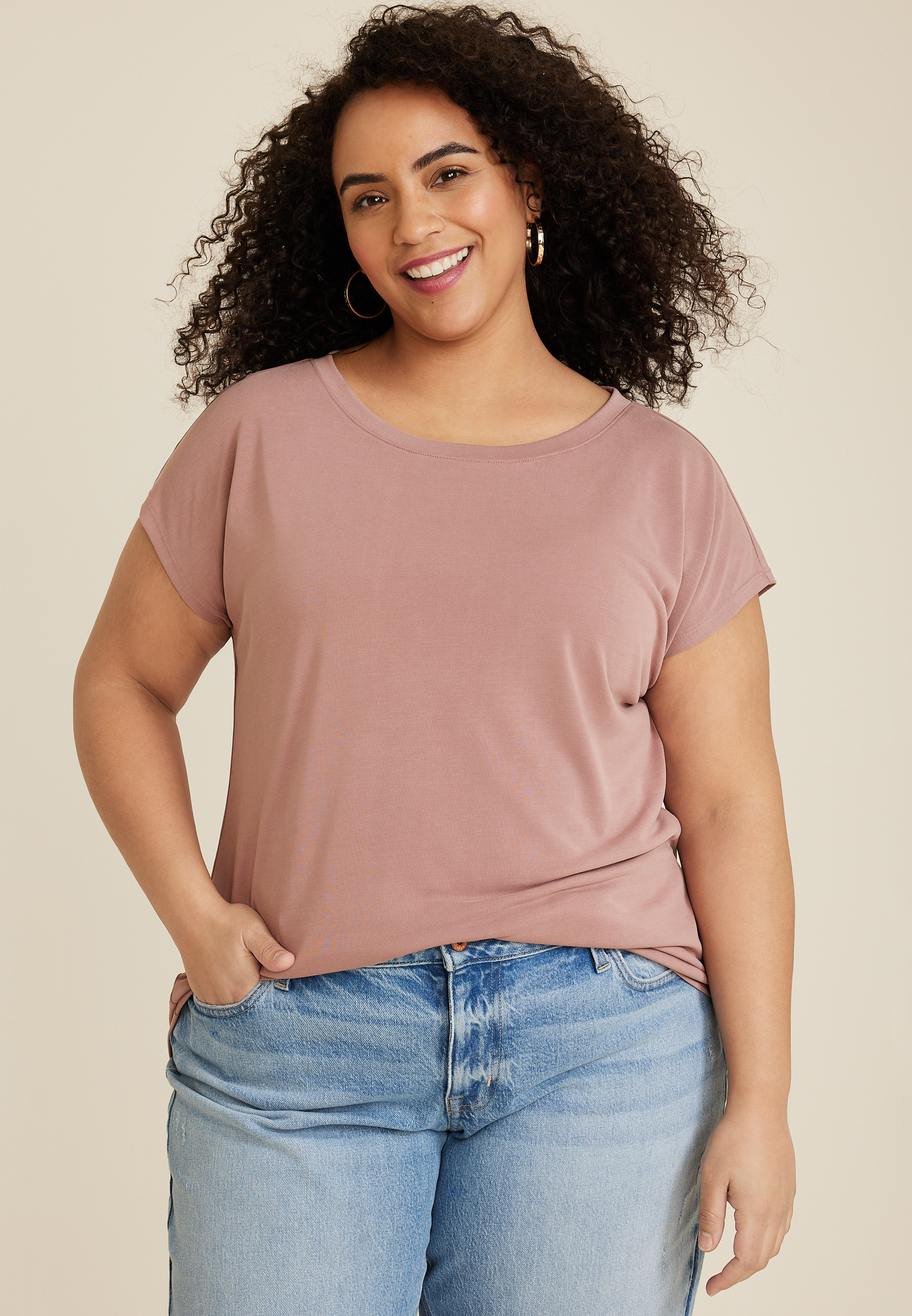 Plus Size 24/7 Fairhaven Boat Neck Sandwash Tee | maurices
