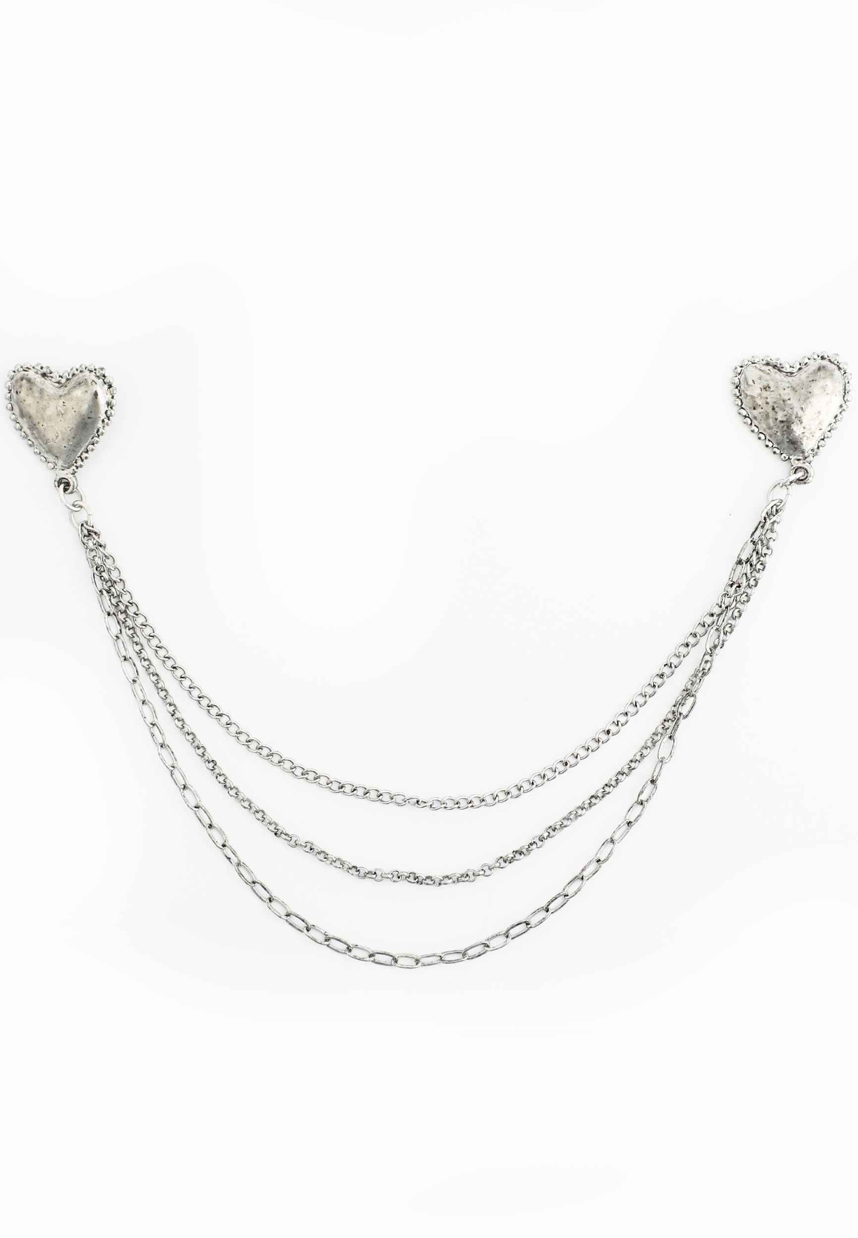 Silver Double Heart Chain Brooch | maurices