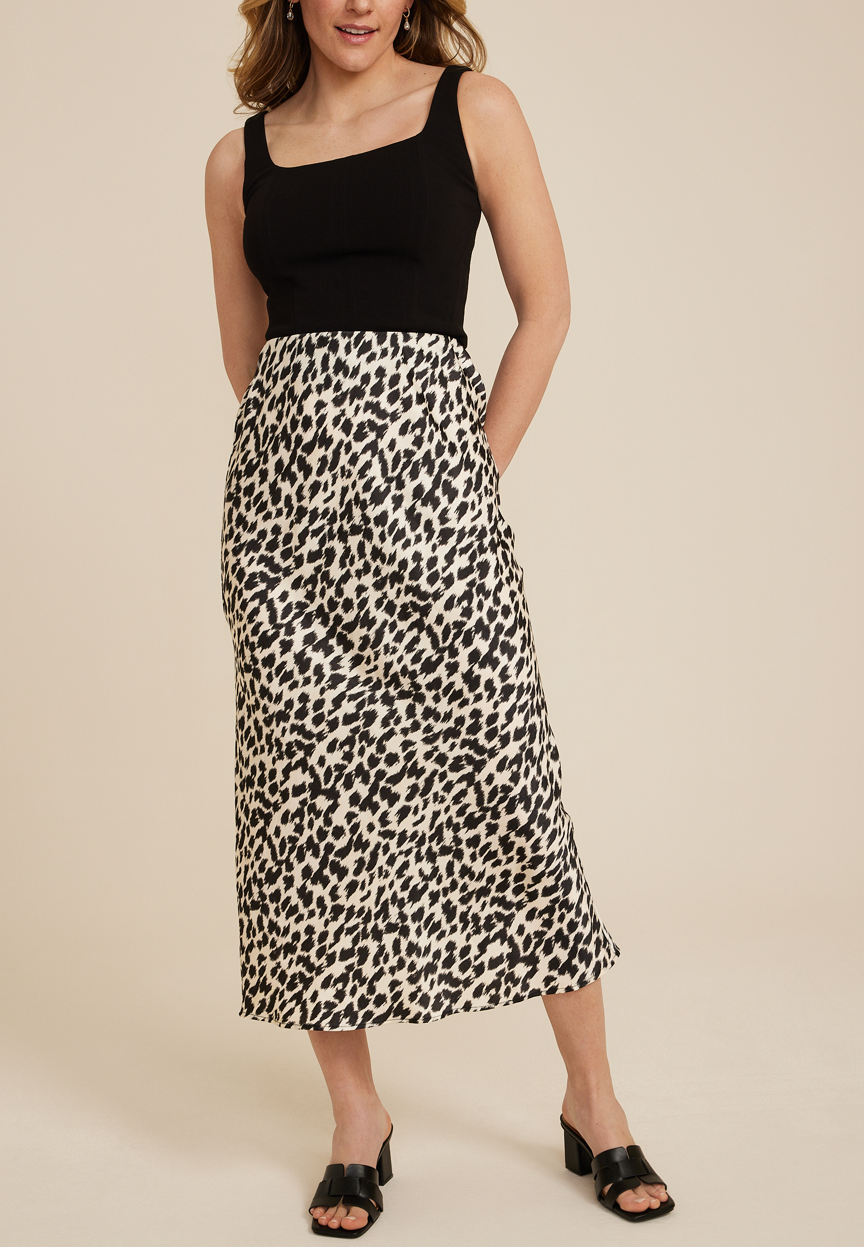 Satin High Rise Maxi Skirt | maurices