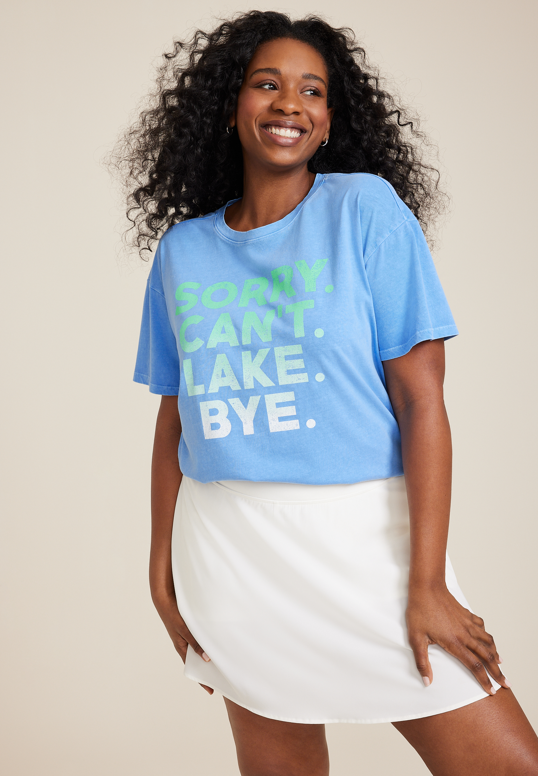 Plus Size Sorry Cant Lake Bye Relaxed Fit Graphic Tee | maurices