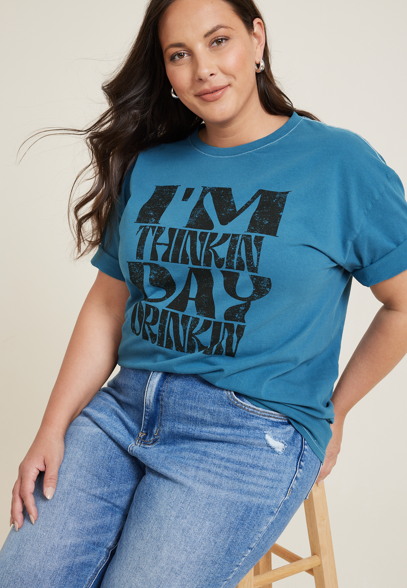 Plus Size Day Drinkin Relaxed Fit Graphic Tee | maurices