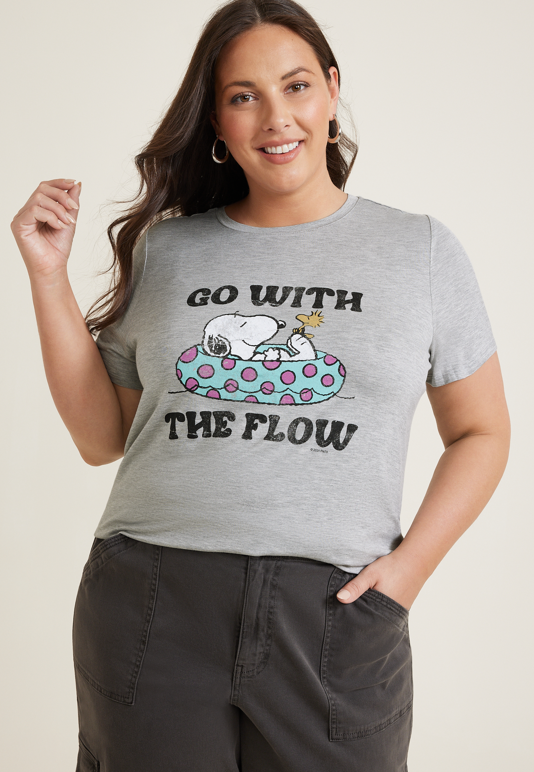 Plus Size Snoopy Go With The Flow Classic Fit Graphic Tee | maurices