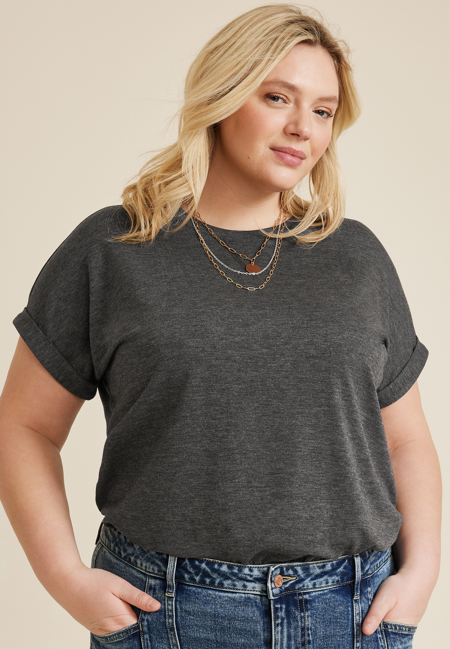 Plus Size 24/7 Clara Short Sleeve Tee | maurices