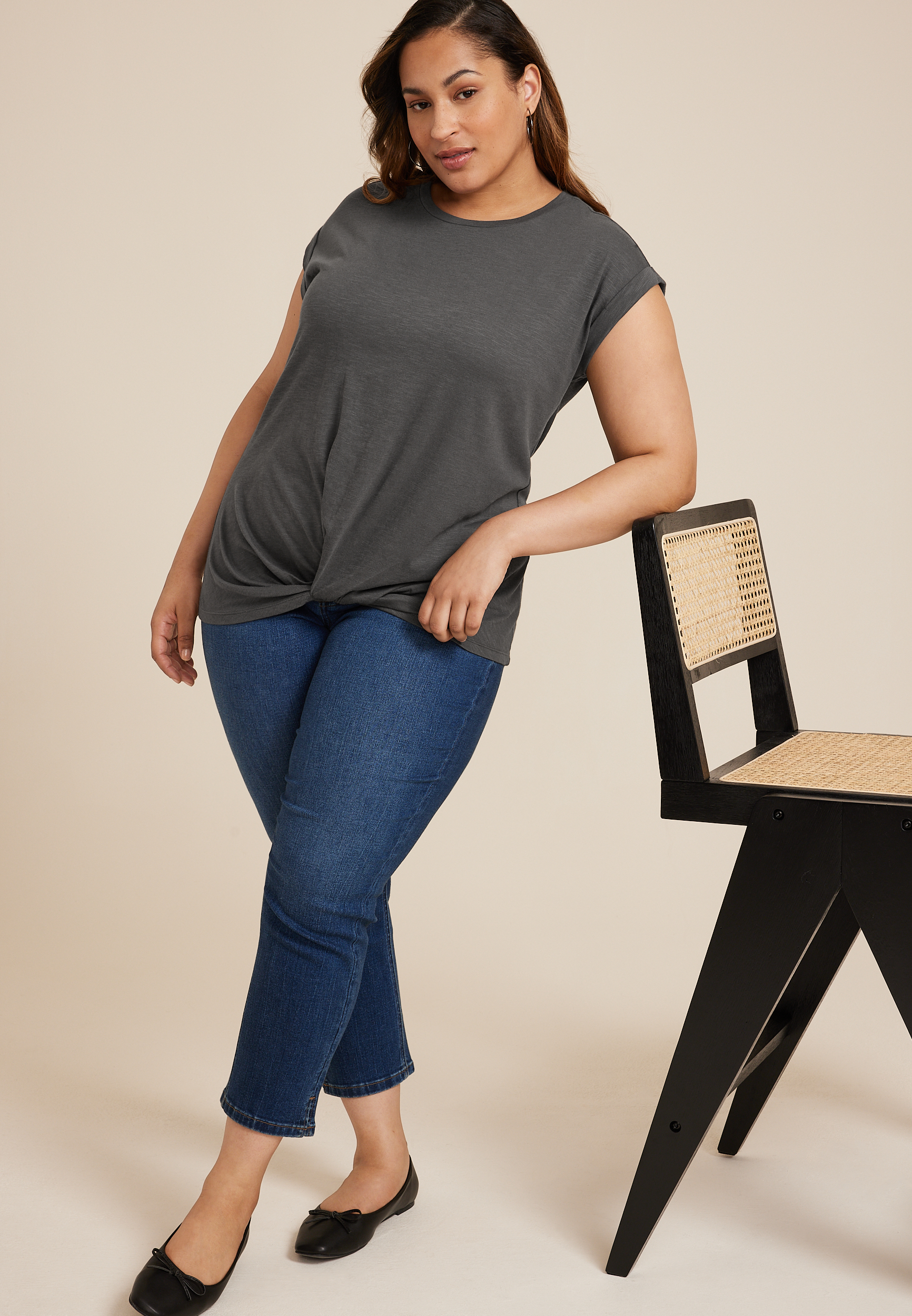 Plus Size 24/7 Austin Knot Hem Tee | maurices