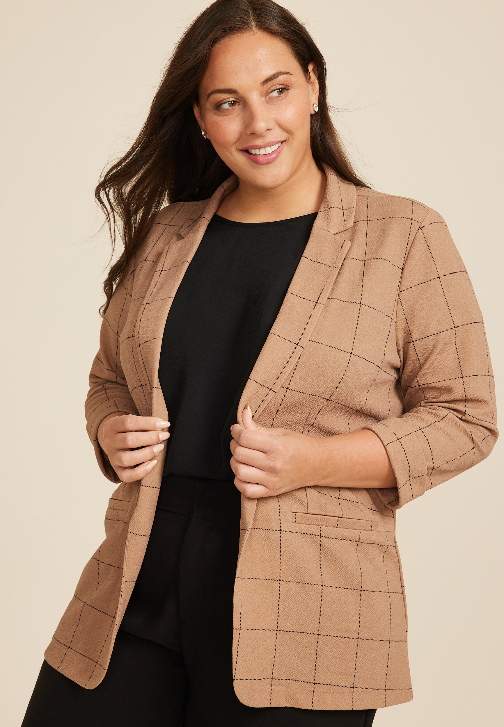 Plus Size Versa Windowpane Blazer | maurices