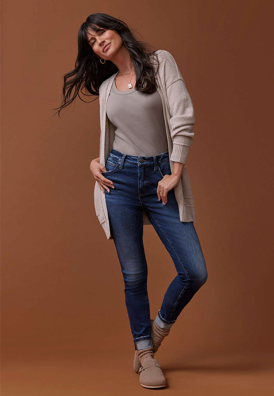 Everflex™ Dark High Rise No Gap Cuffed Super Skinny Jean | maurices