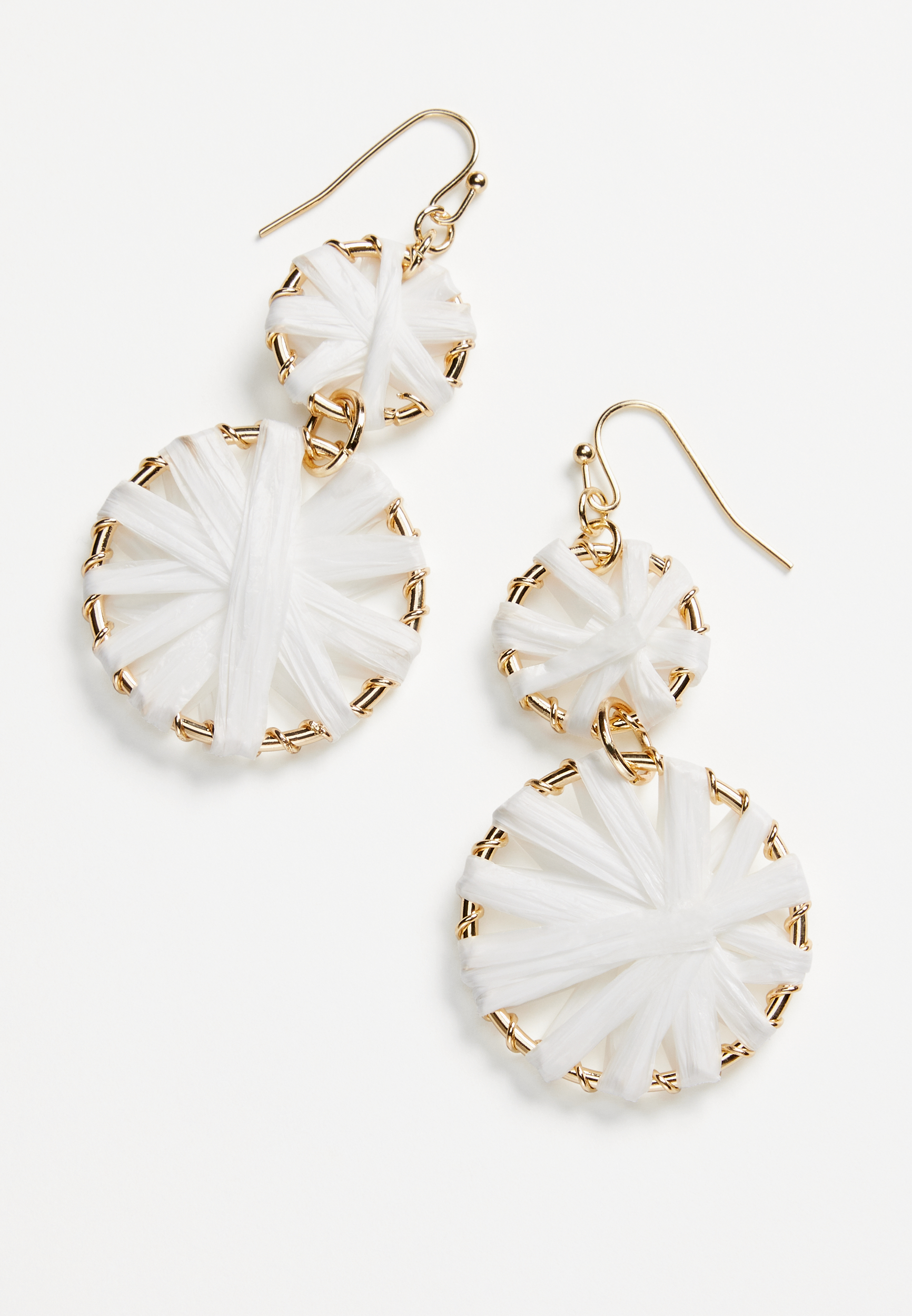 Maurices White Raffia Wrapped Double Drop Earrings | Hamilton Place