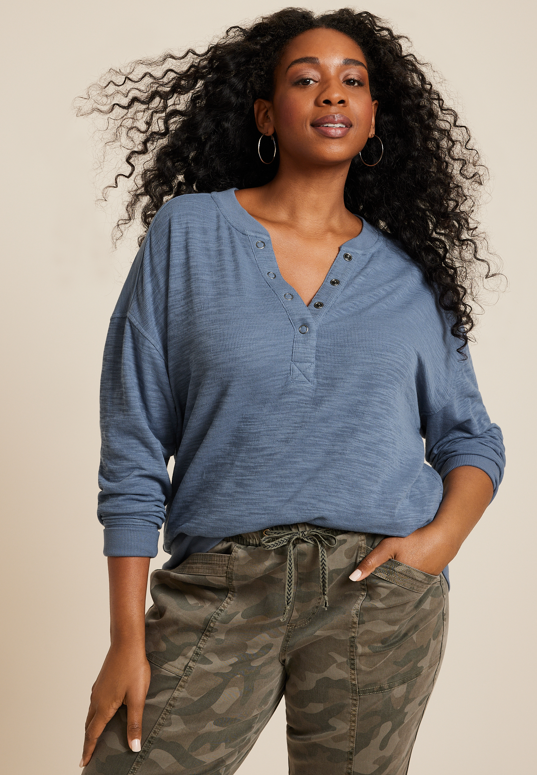 Plus Size Henley Pullover | maurices