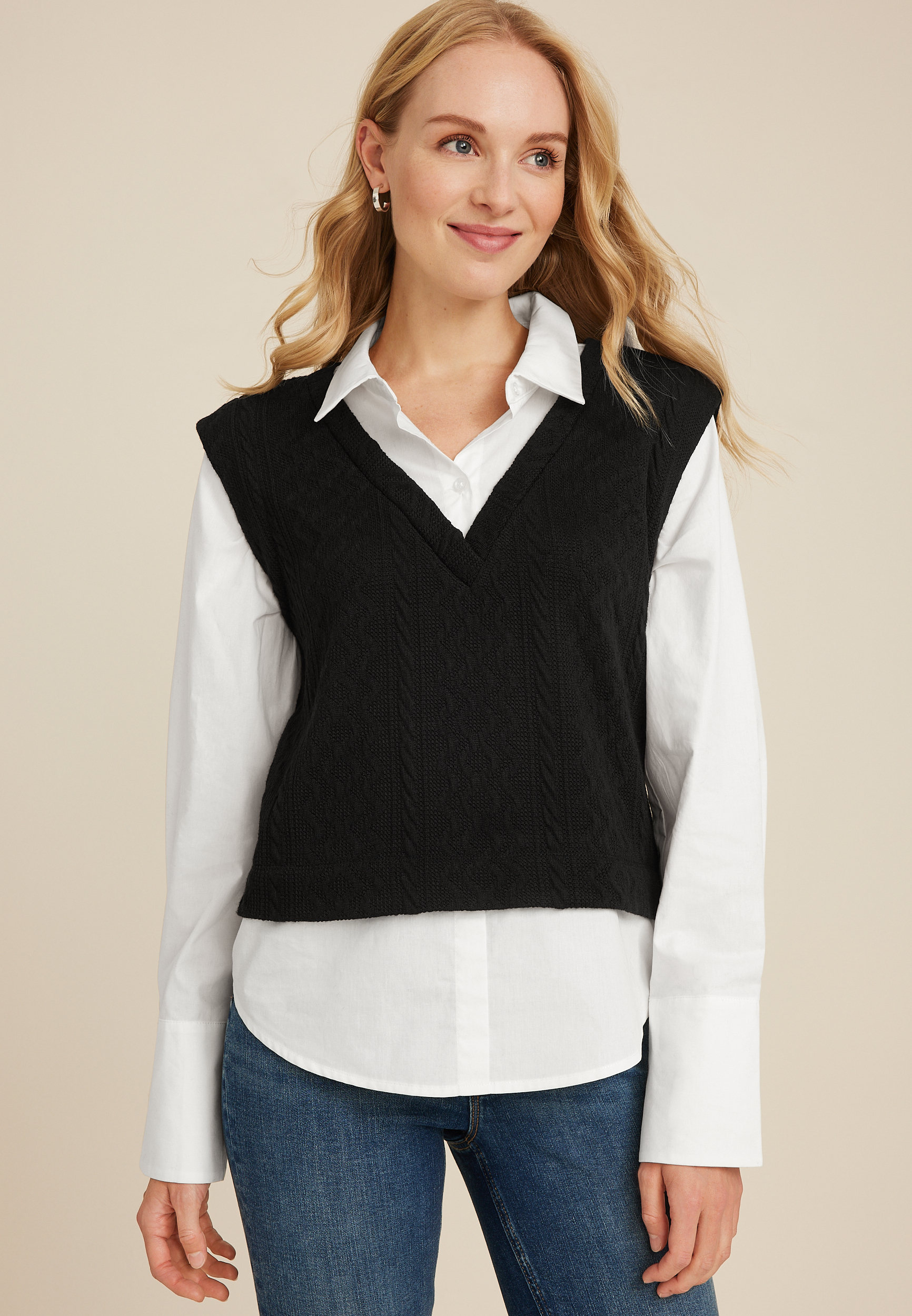 Collared Layered Vest Top | maurices