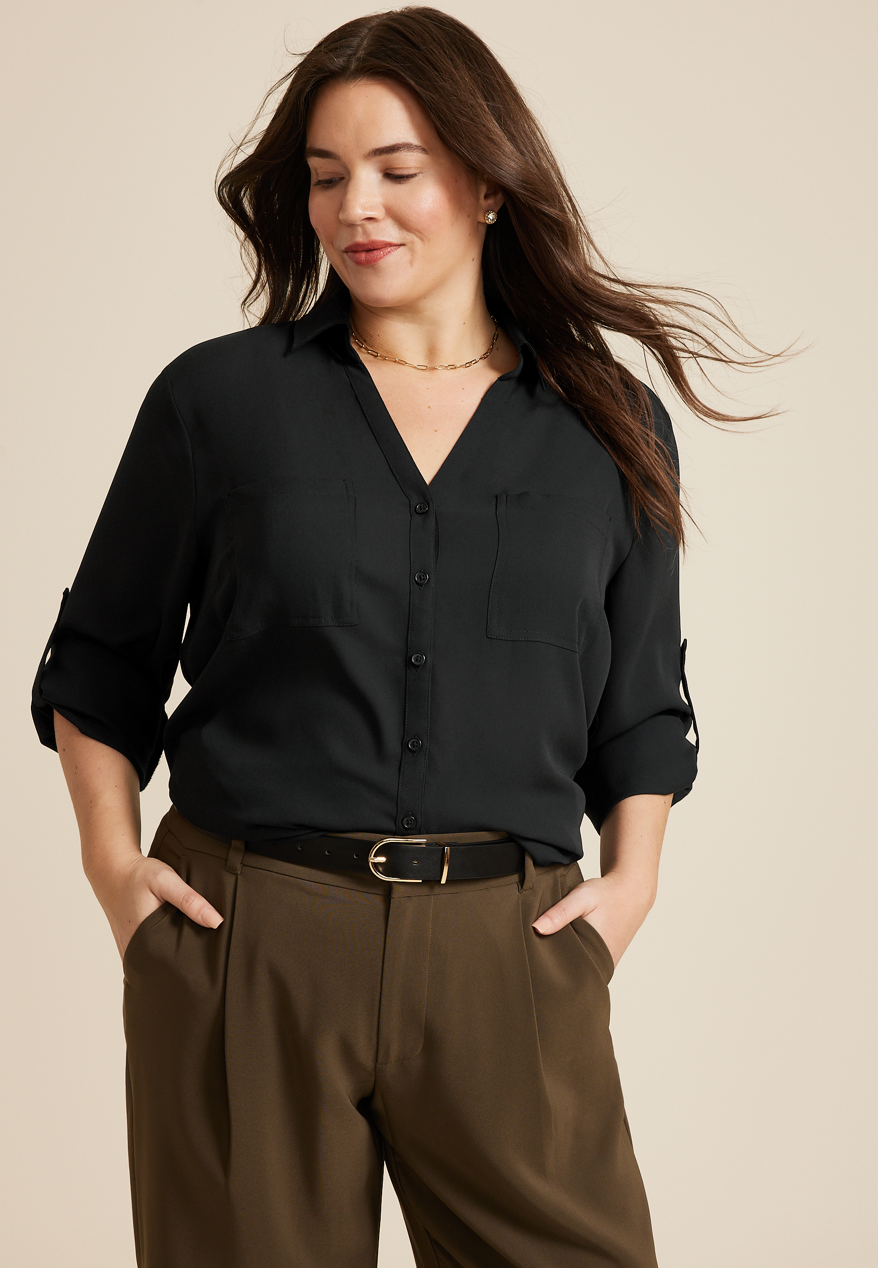 Plus Size Winona Button Down Blouse | maurices