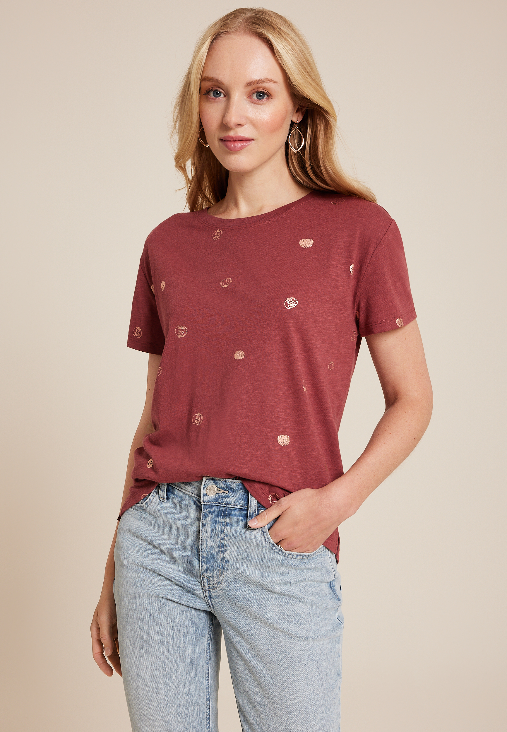 24/7 Dawson Pumpkin Crew Neck Tee | maurices