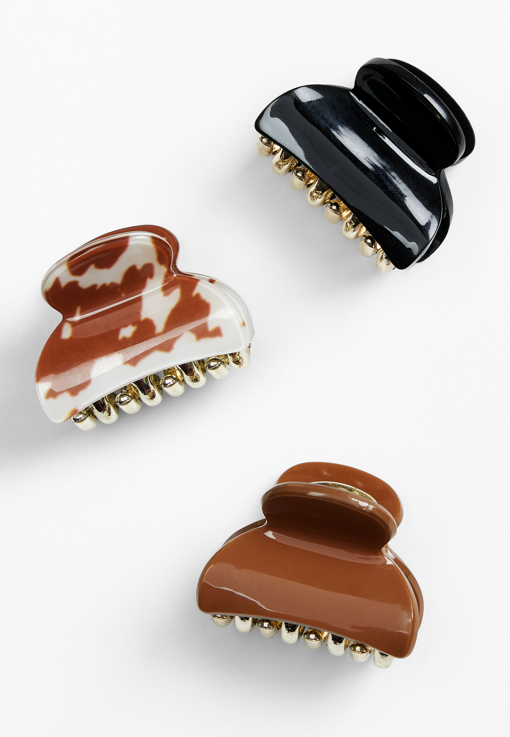 3 Pack Cow Print Mini Claw Hair Clips | maurices
