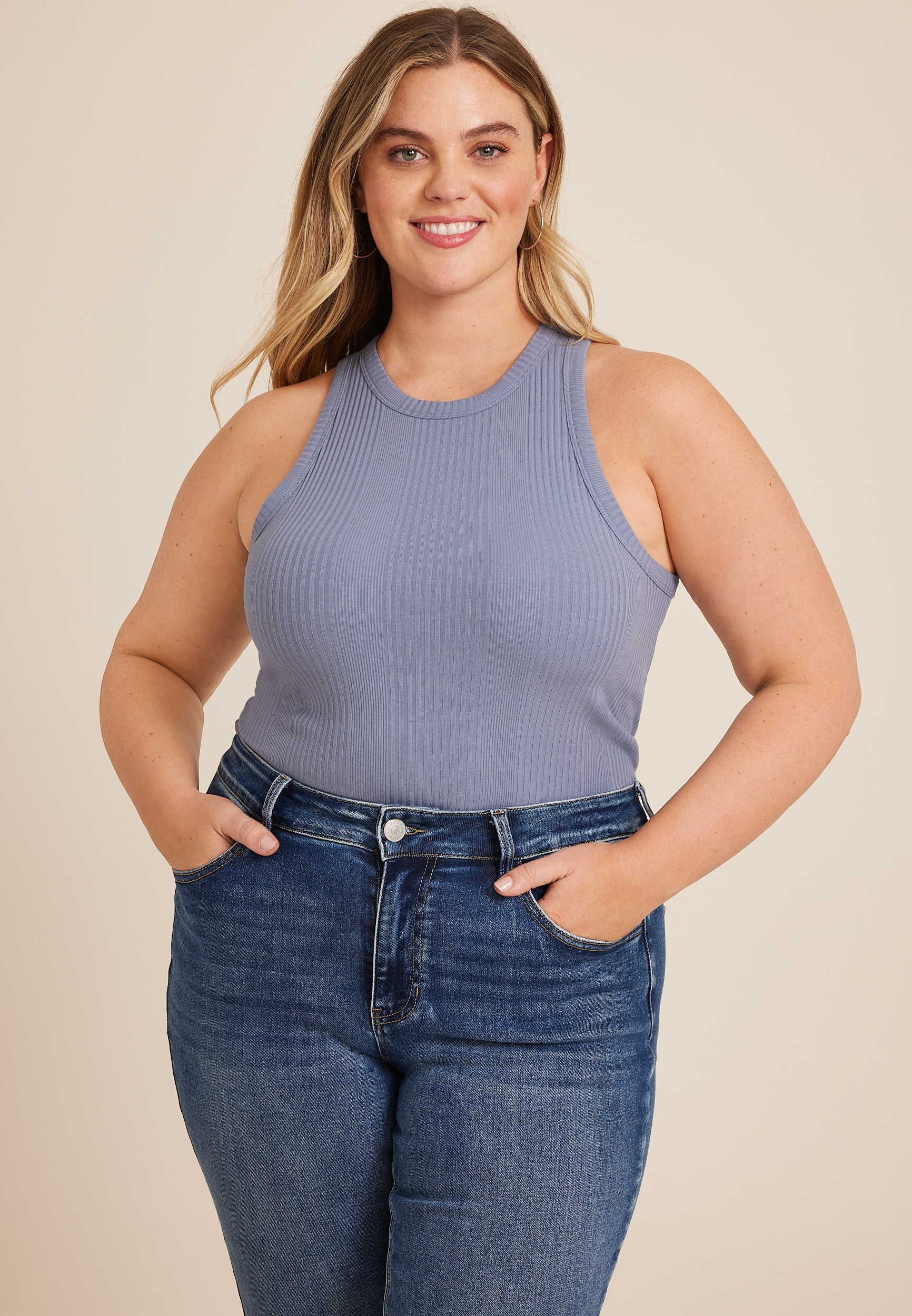 Plus Size 24/7 Highline Variegated Rib Tank Top | maurices