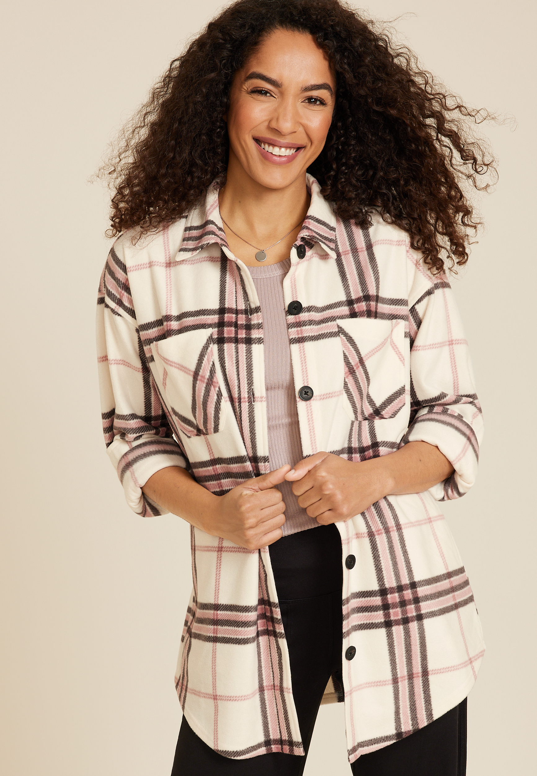 Wilder Plaid Fleece Shacket | maurices