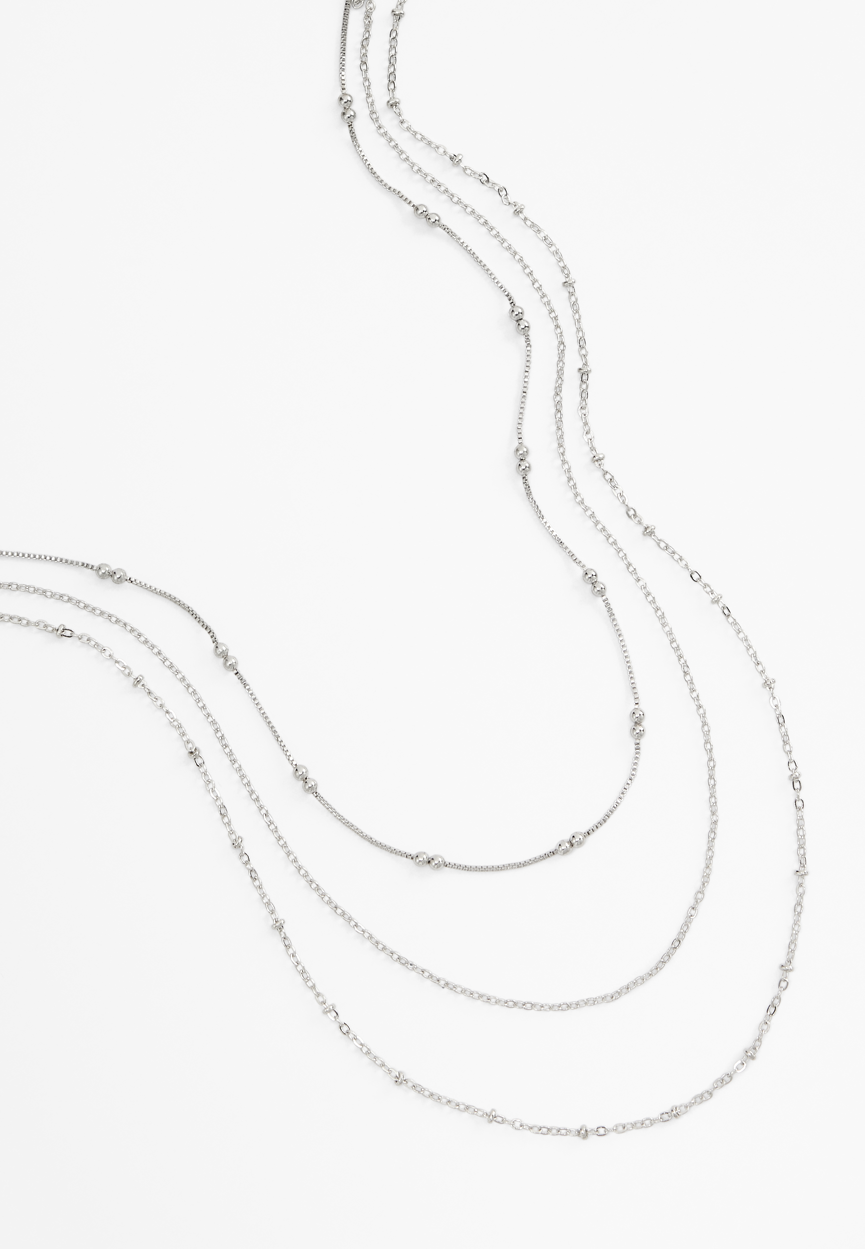 Silver Dainty Triple Layered Necklace | maurices