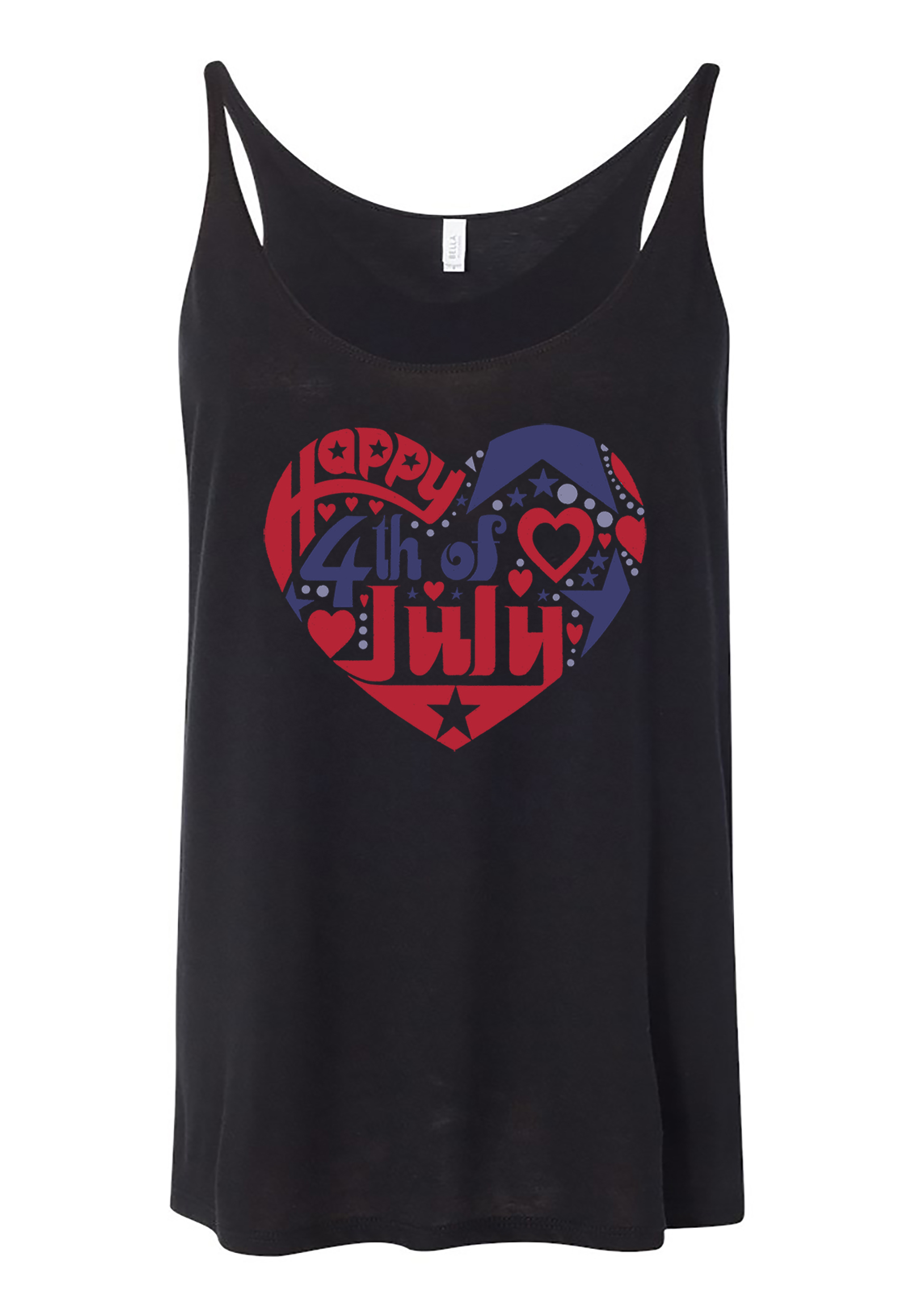 LA Pop Art Women's July 4th Heart Premium Word Art Flowy Tank | maurices