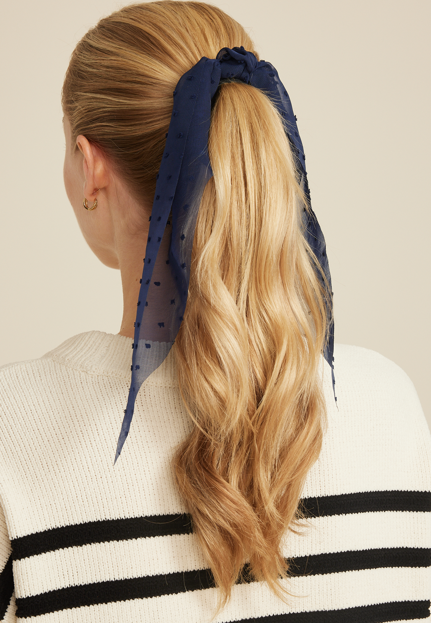 Navy Bow Knot Ribbon Hair Tie | maurices