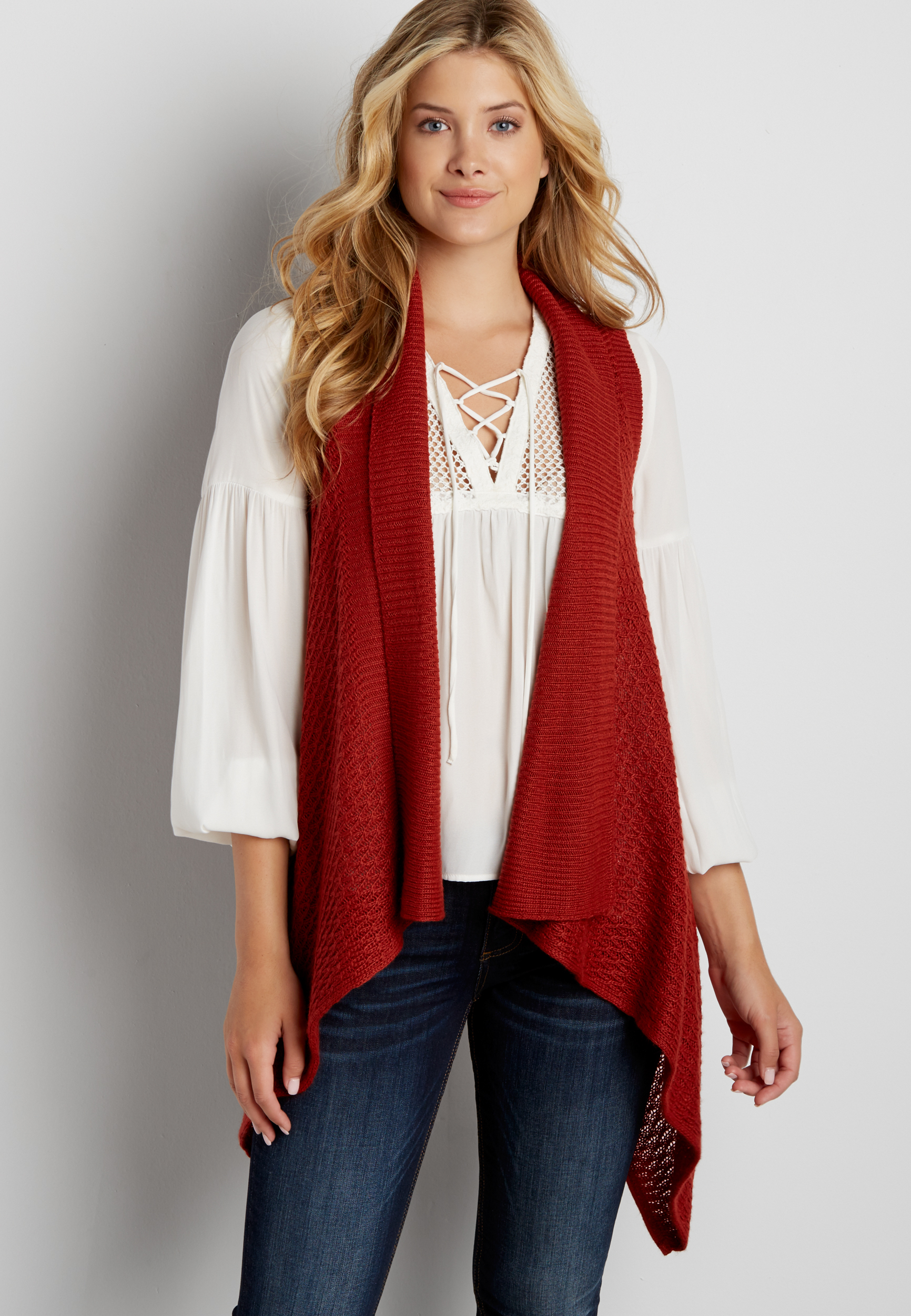 knit waterfall vest | maurices